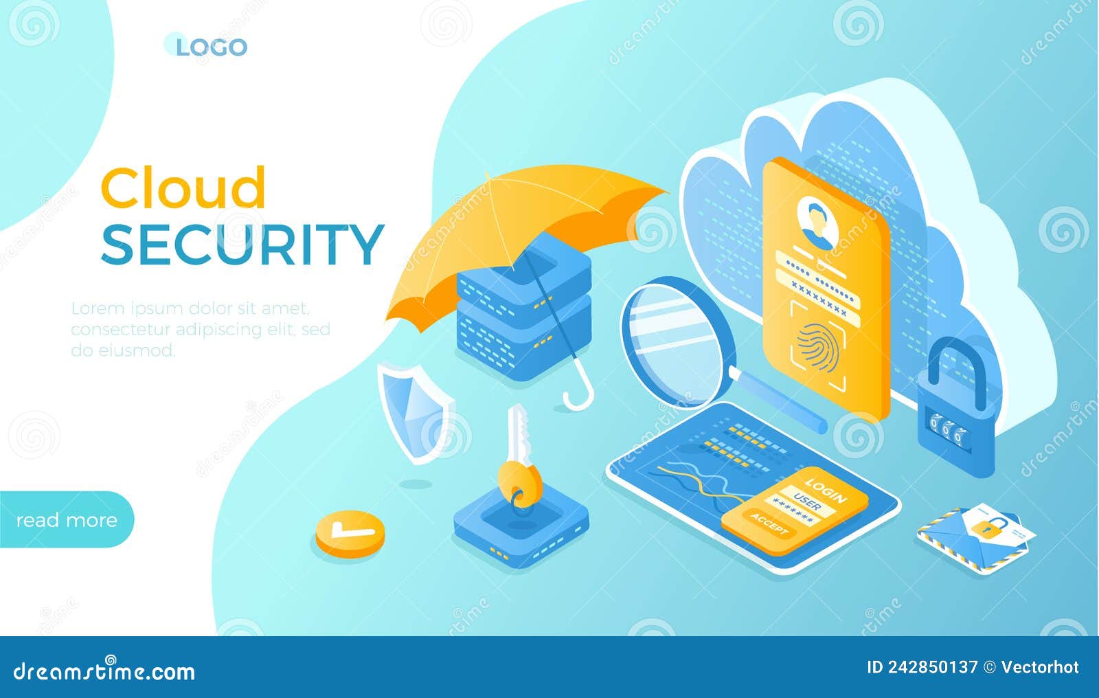 Cloud Security, Data Protecting. Safe Hosting Service, Authorization, Identification. Secure ...