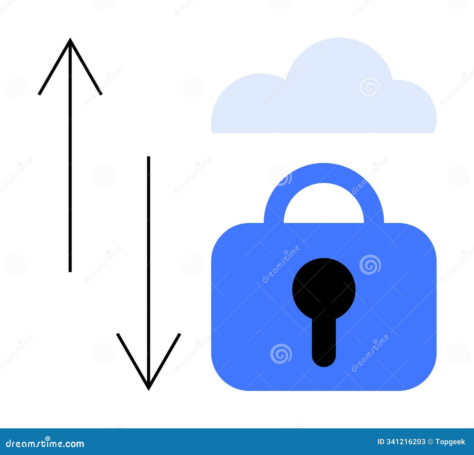 Cloud Security with Data Transfer Symbol in Soft Colors Stock ...