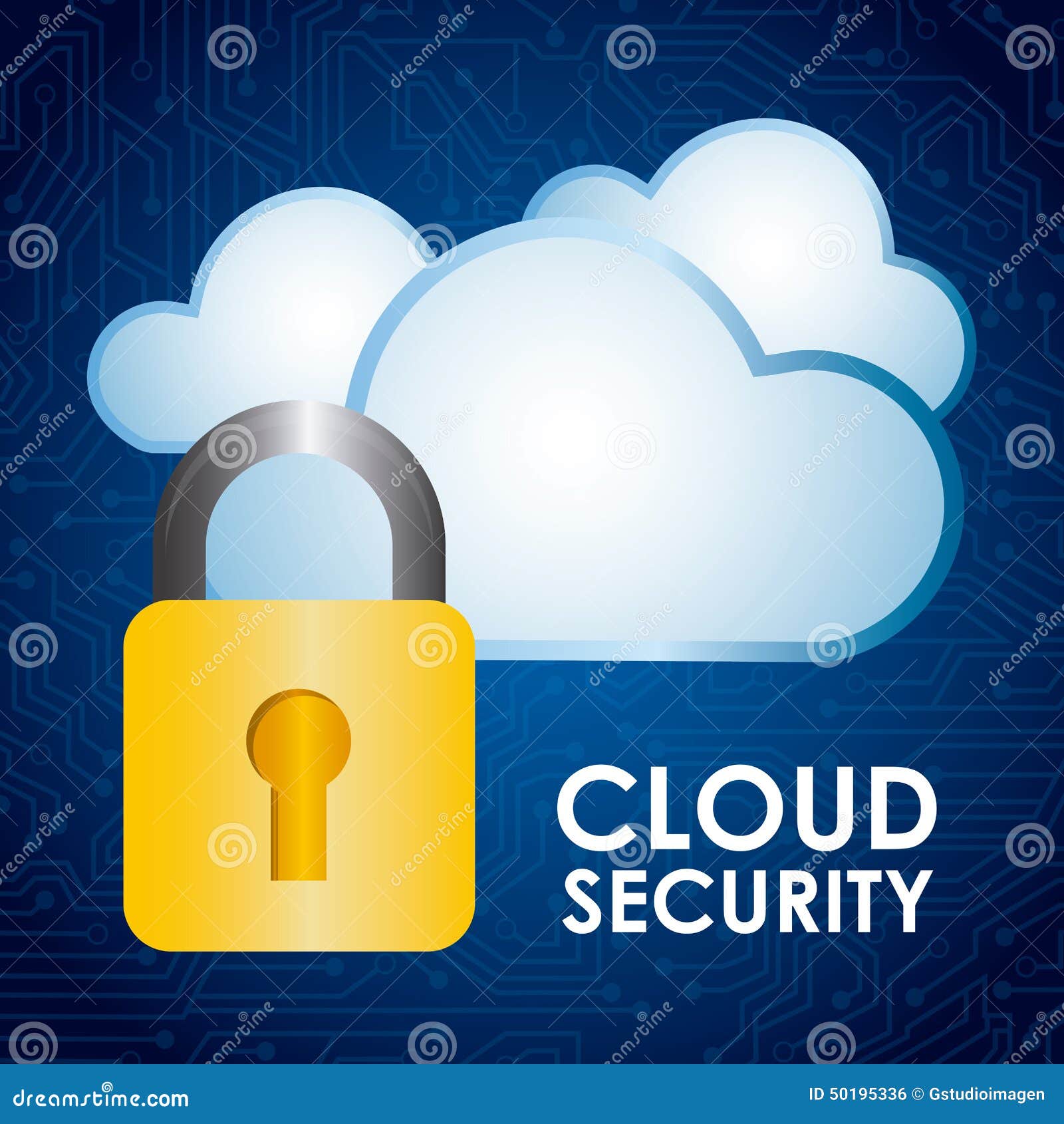 Cloud security stock vector. Illustration of gold, modern - 50195336
