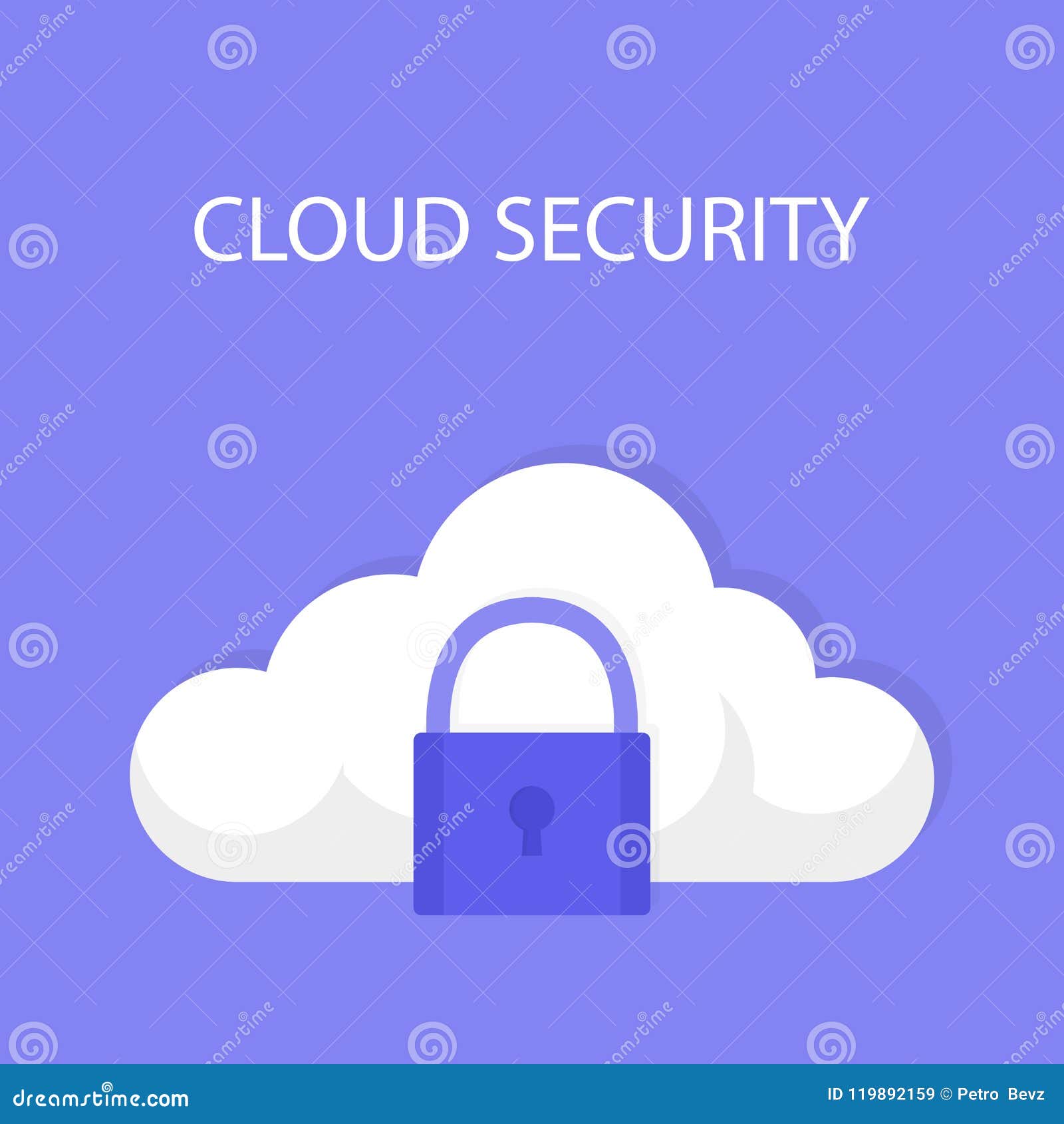 Cloud Security Icon Isolated on a Blue Background, Vector Illustration ...