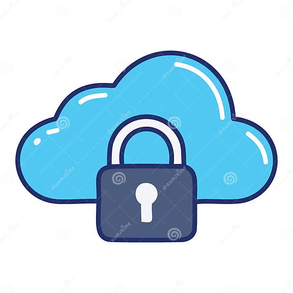 Cloud Security Icon with Padlock. Simple Vector Icon Depicting a Cloud ...