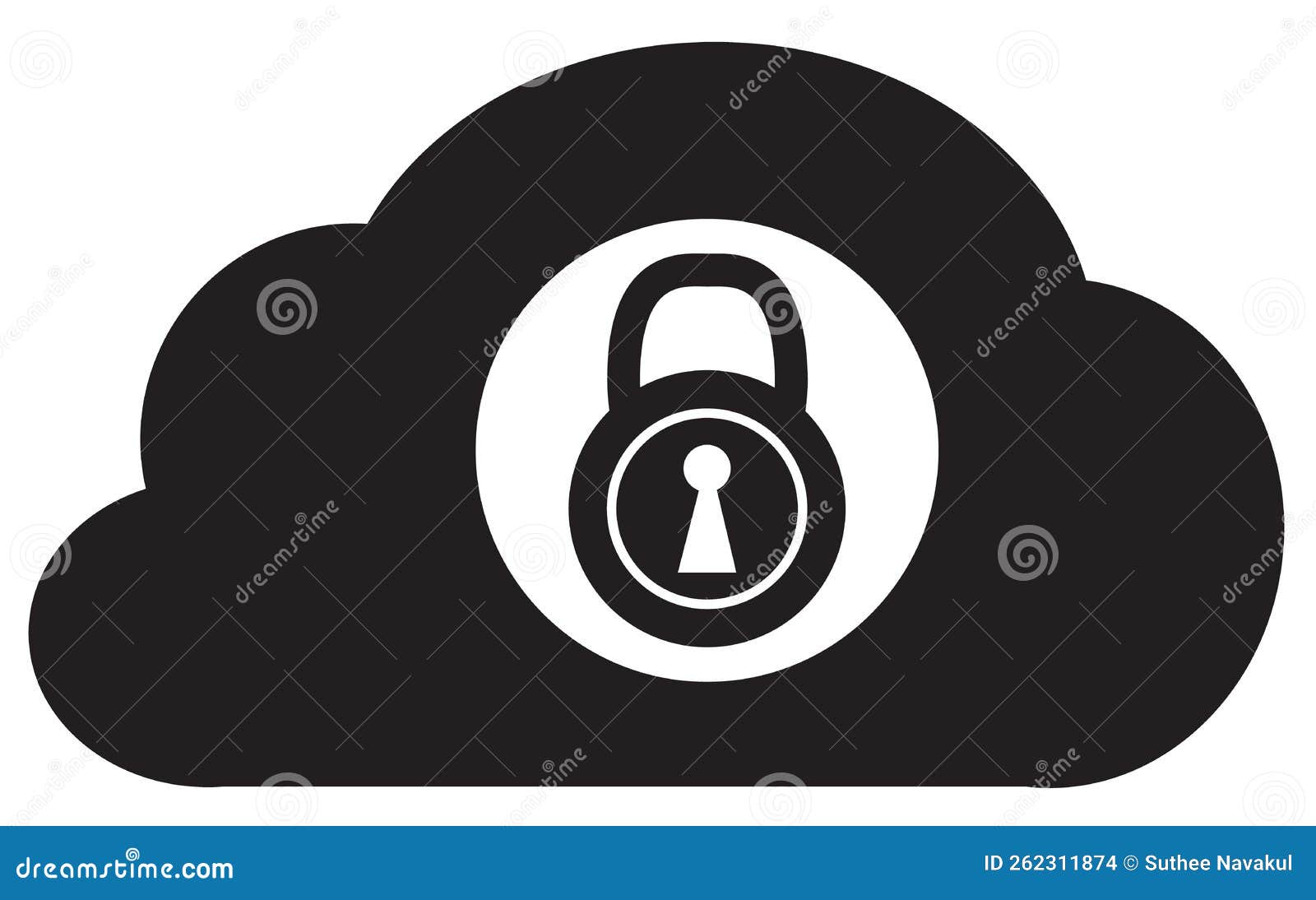 Cloud Security Icon on White Background. Secure Cloud Technology Sign ...