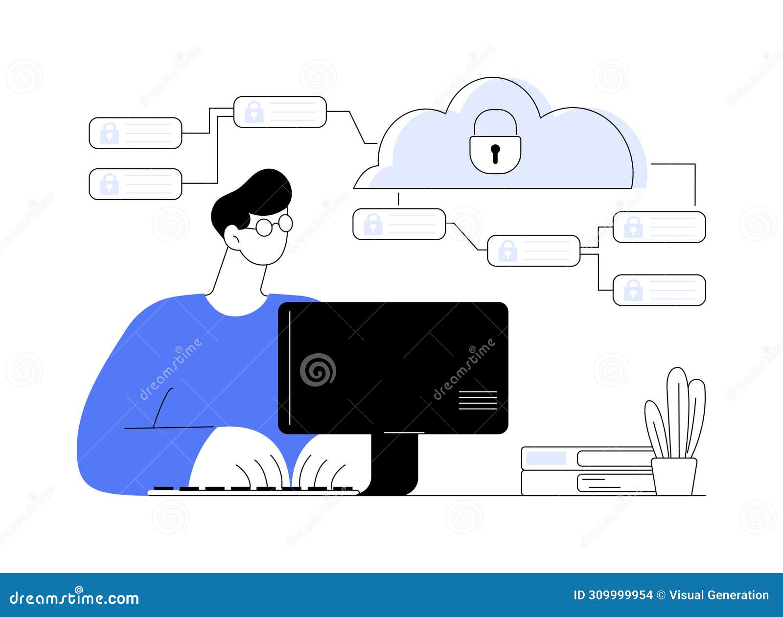 Cloud Security Isolated Cartoon Vector Illustrations. Stock Vector ...