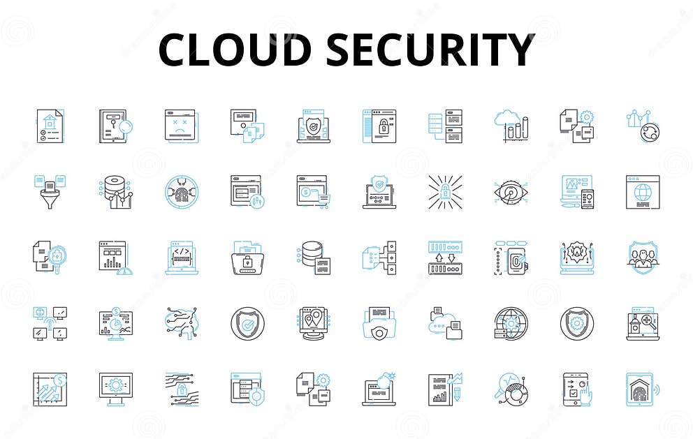 Cloud Security Linear Icons Set. Encryption, Compliance, Authentication ...