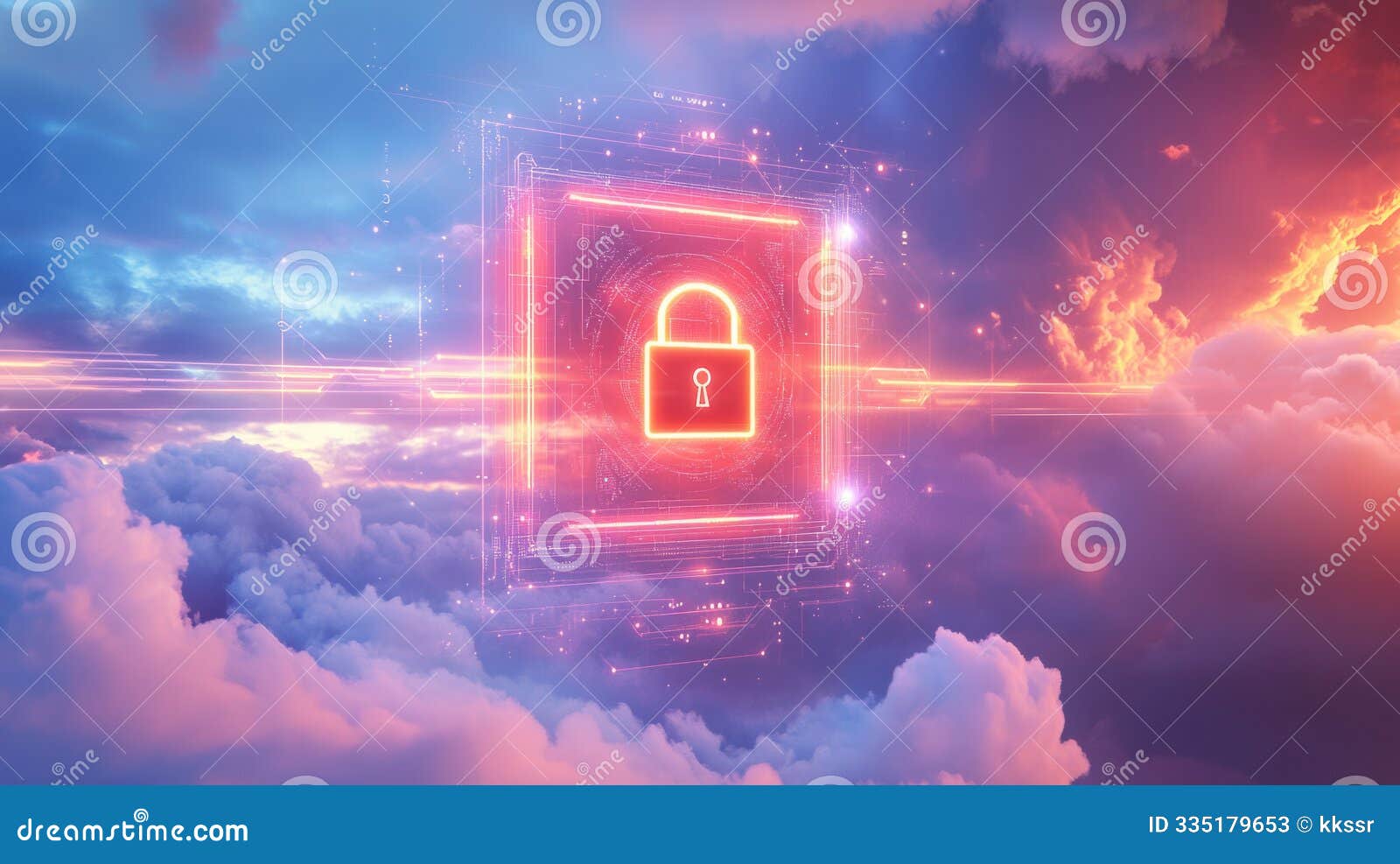 Cloud Security Measure, a Vibrant Hologram of a Lockpad Icon Floating ...