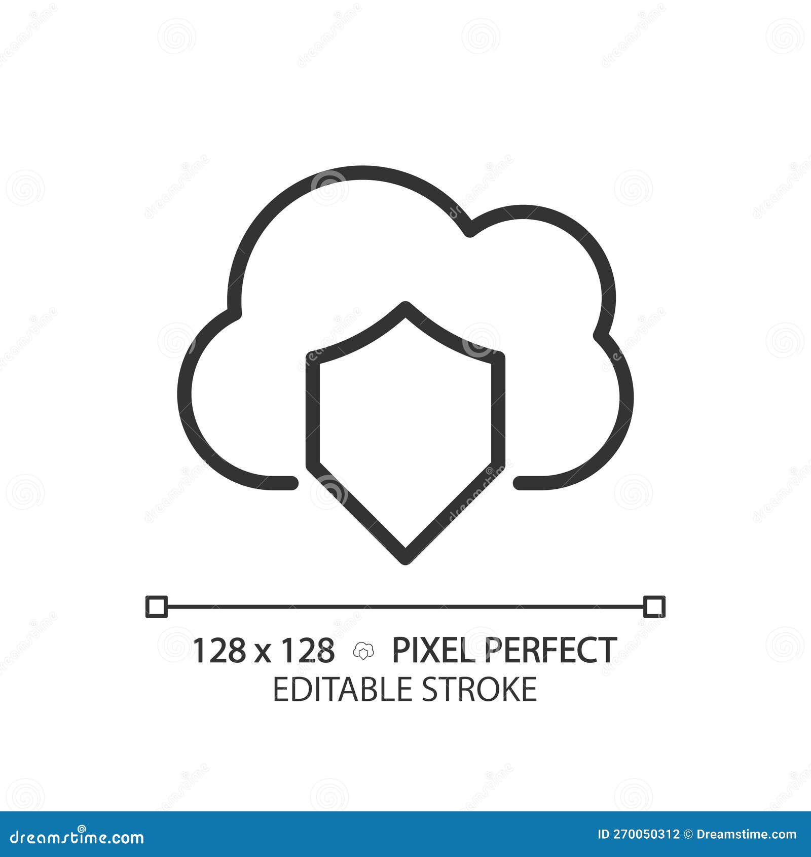 Cloud Security Pixel Perfect Linear Icon Stock Vector - Illustration of ...