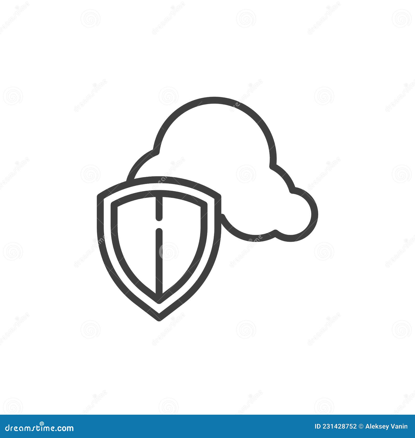 Cloud Security Shield Line Icon Stock Vector - Illustration of pixel, perfect: 231428752