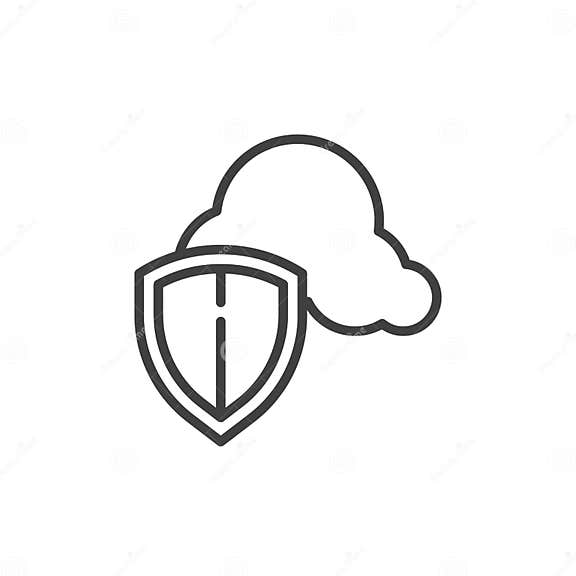 Cloud Security Shield Line Icon Stock Vector - Illustration of pixel ...