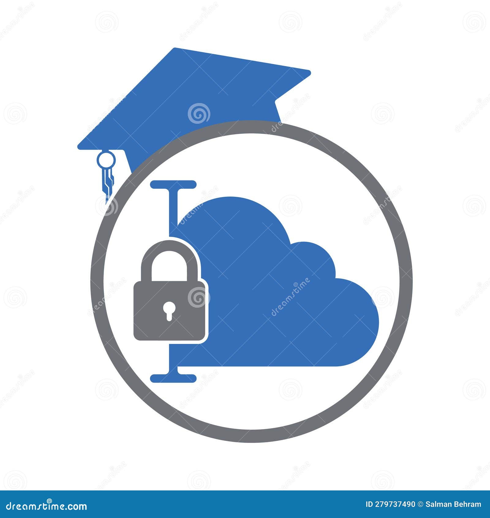 Cloud Security Template with it Education Cap Vector Creative ... Cloud Security Template with it Education Cap Vector Creative ...