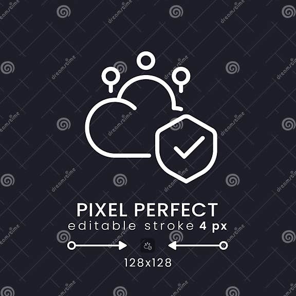 Cloud Security White Linear Desktop Icon on Black Stock Vector ...