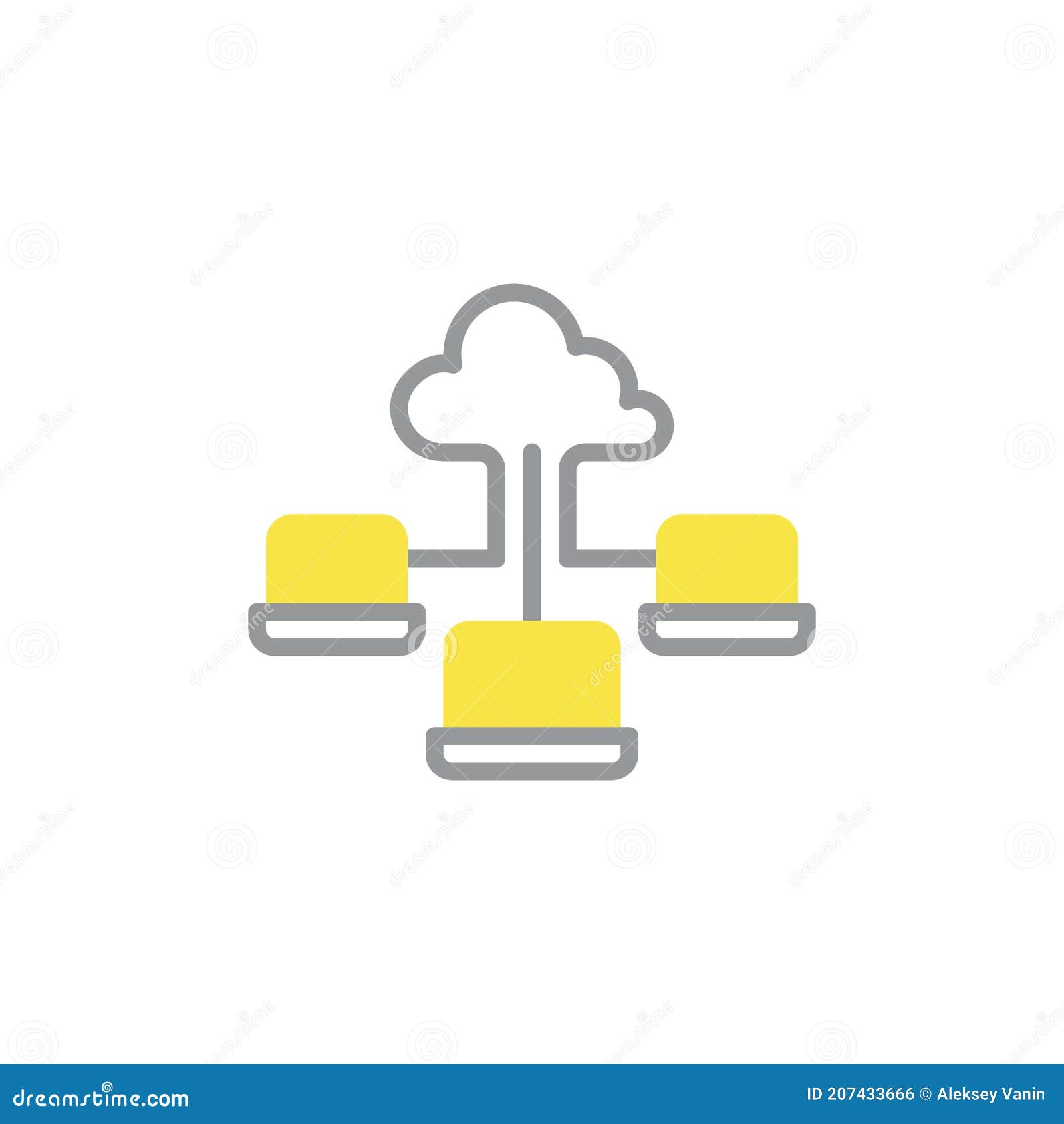 Cloud Server Connection Line Icon Stock Illustration - Illustration of ...