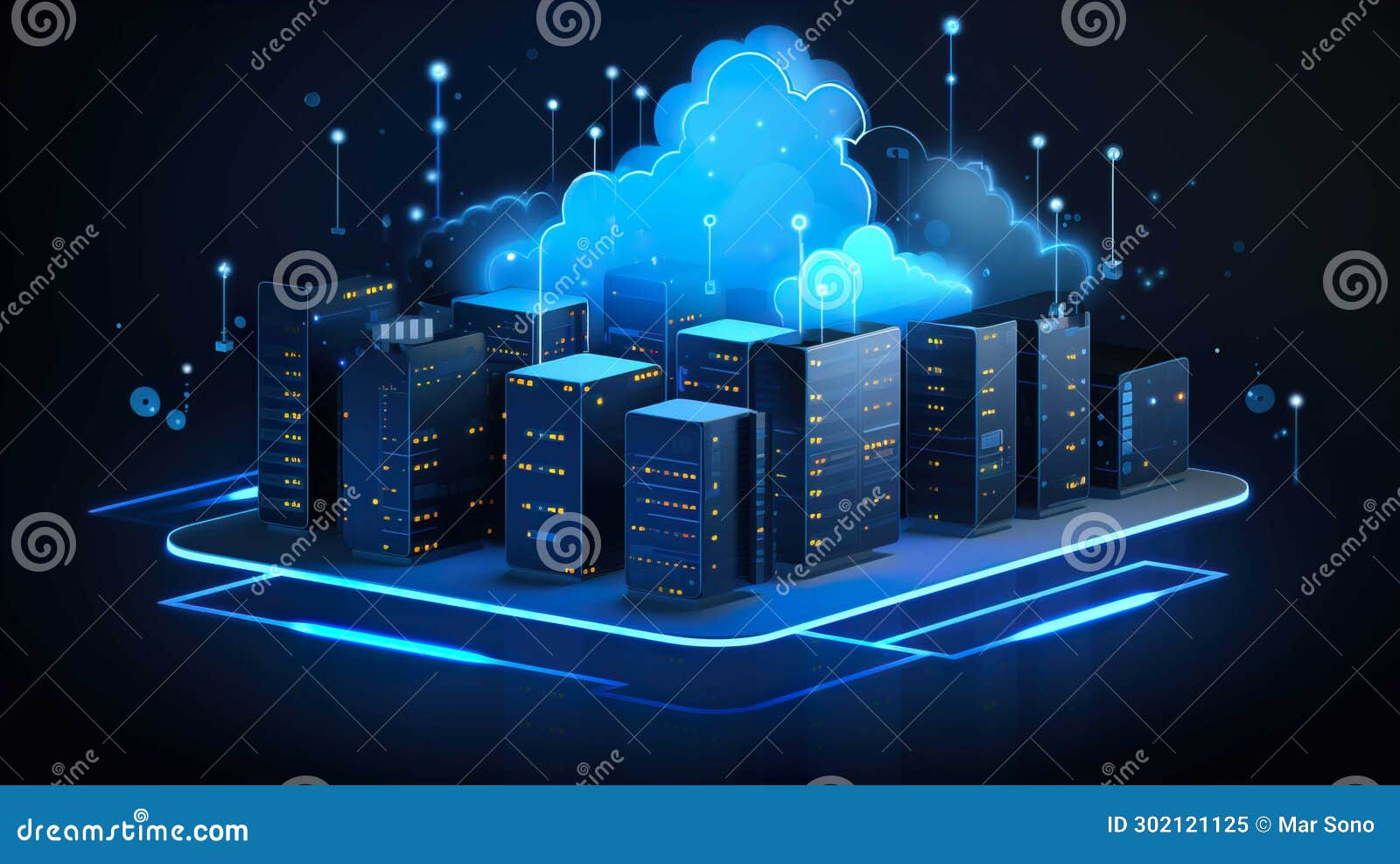 Cloud Server Data Finance Business Graphic , Generate AI Stock ...