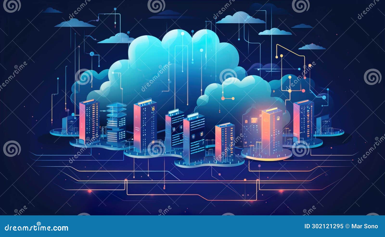 Cloud Server Data Finance Business Graphic , Generate AI Stock ...