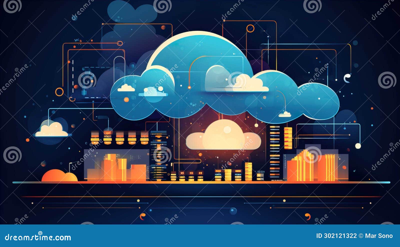 Cloud Server Data Finance Business Graphic , Generate AI Stock ...