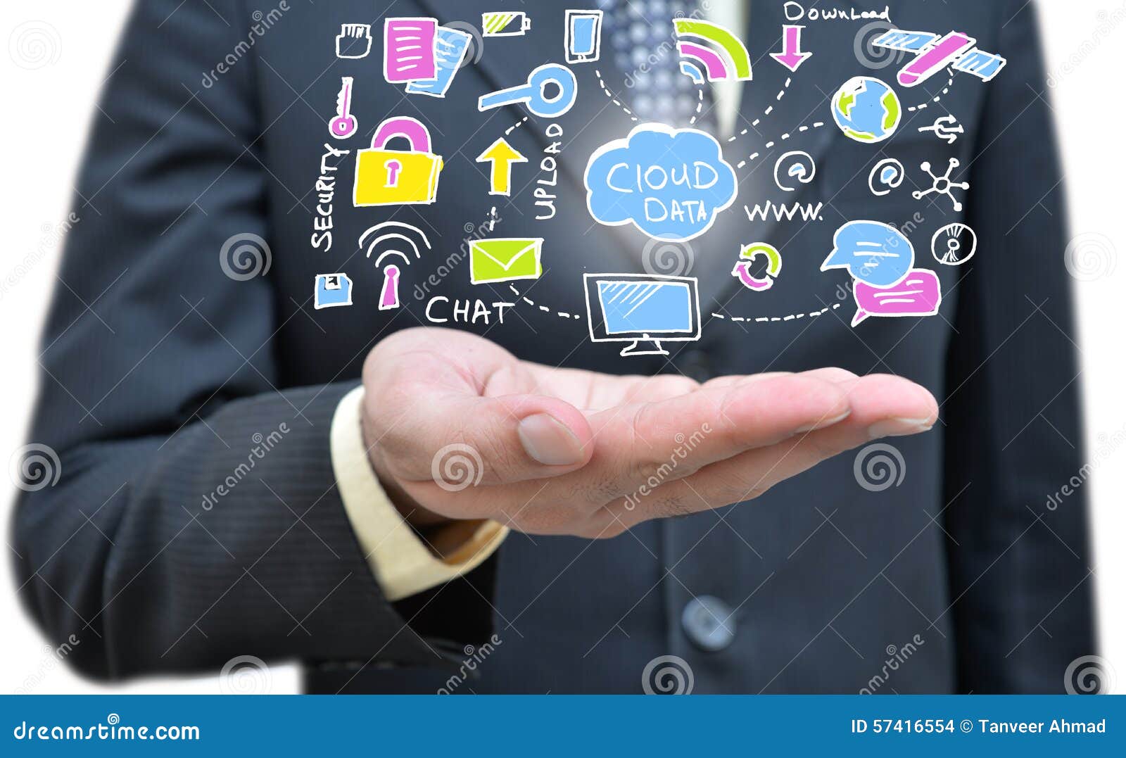 Cloud Server Drawing on Hand Closeup, Stock Photo - Image of creative ...