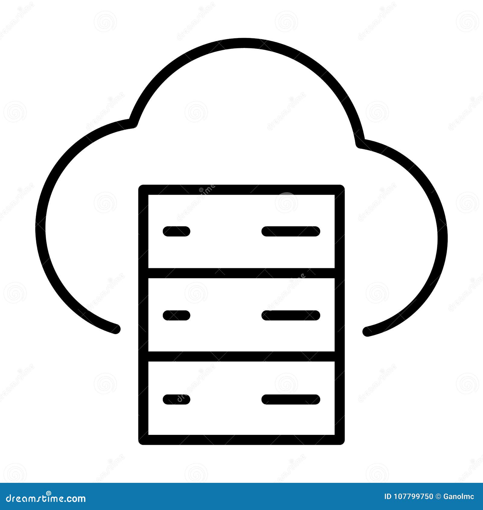 Cloud Server Line Icon. Vector Simple Minimal 96x96 Pictogram Stock ...