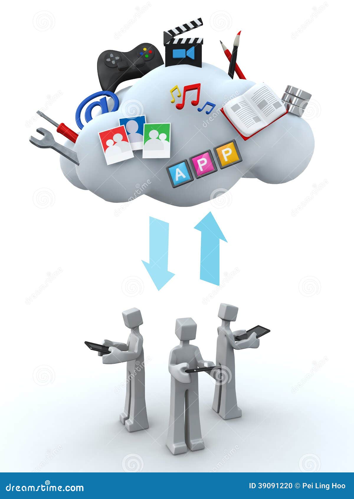 Cloud Server Teamwork Concept Stock Illustration - Illustration of ...