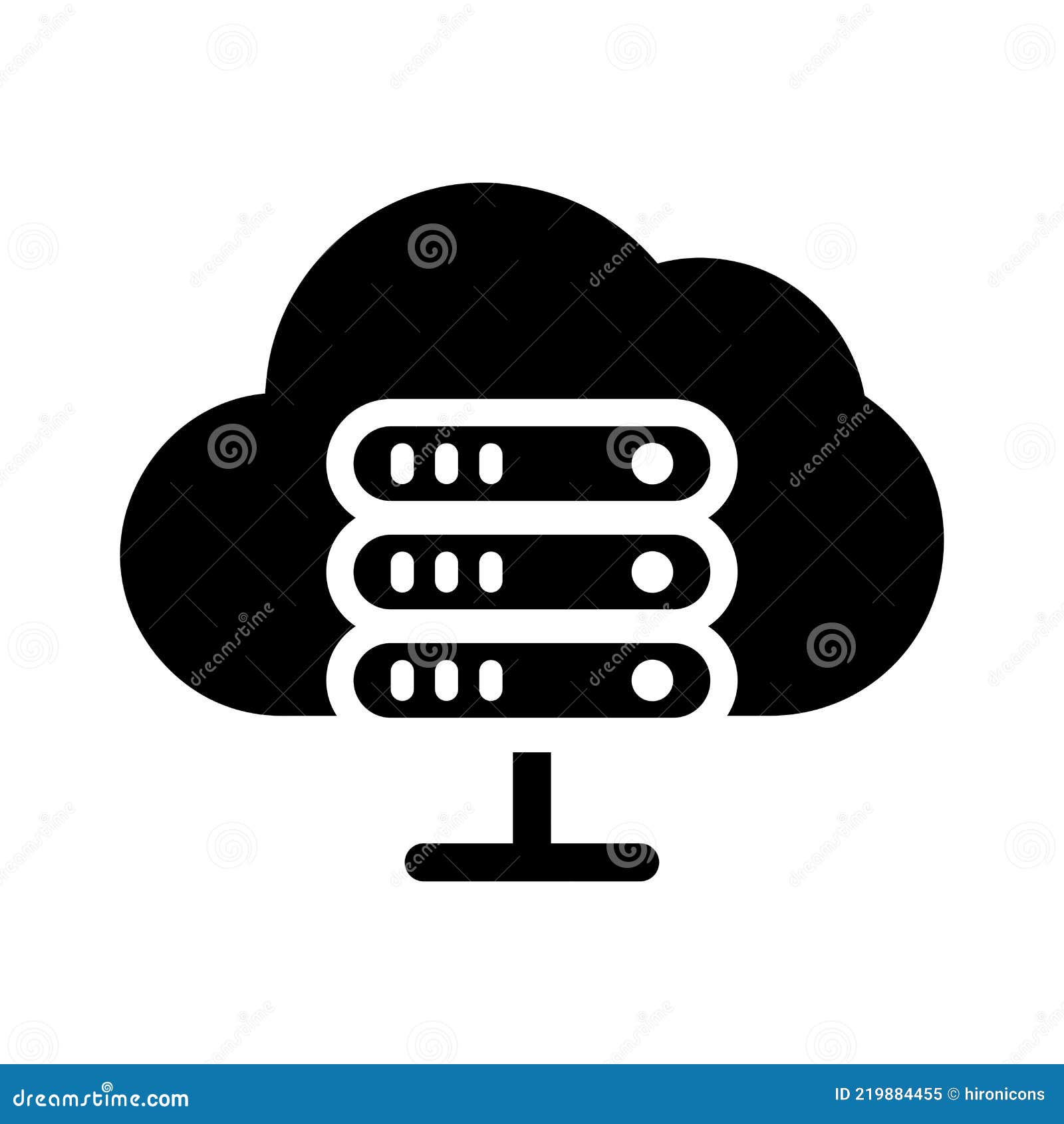 Cloud Server, Web Hosting Icon. Black Vector Graphics Stock Vector - Illustration of background ...