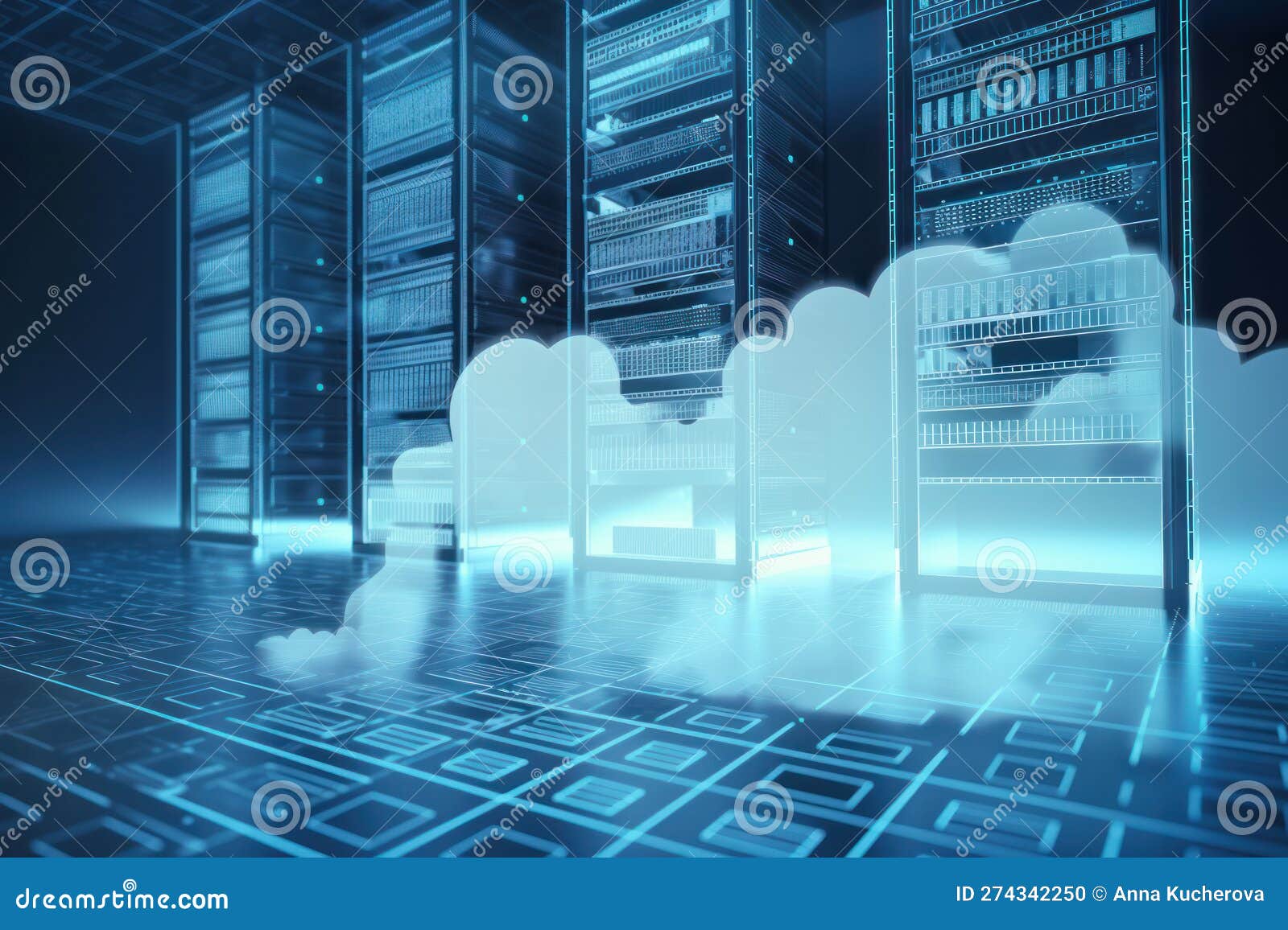 Cloud Servers, Concept of Cloud Computing Technology. Generative AI ...