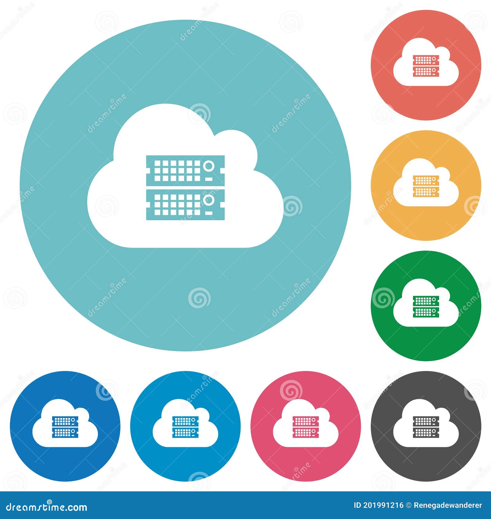Cloud Servers Flat Round Icons Stock Vector - Illustration of remote ...