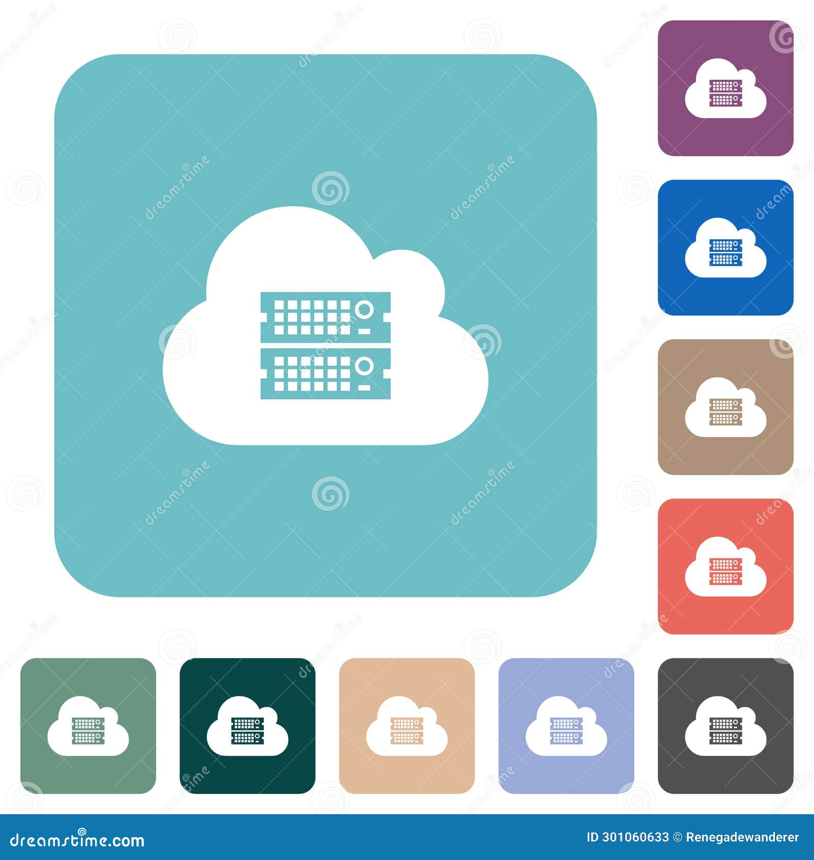 Cloud Servers Rounded Square Flat Icons Stock Vector - Illustration of cyberspace, computers ...