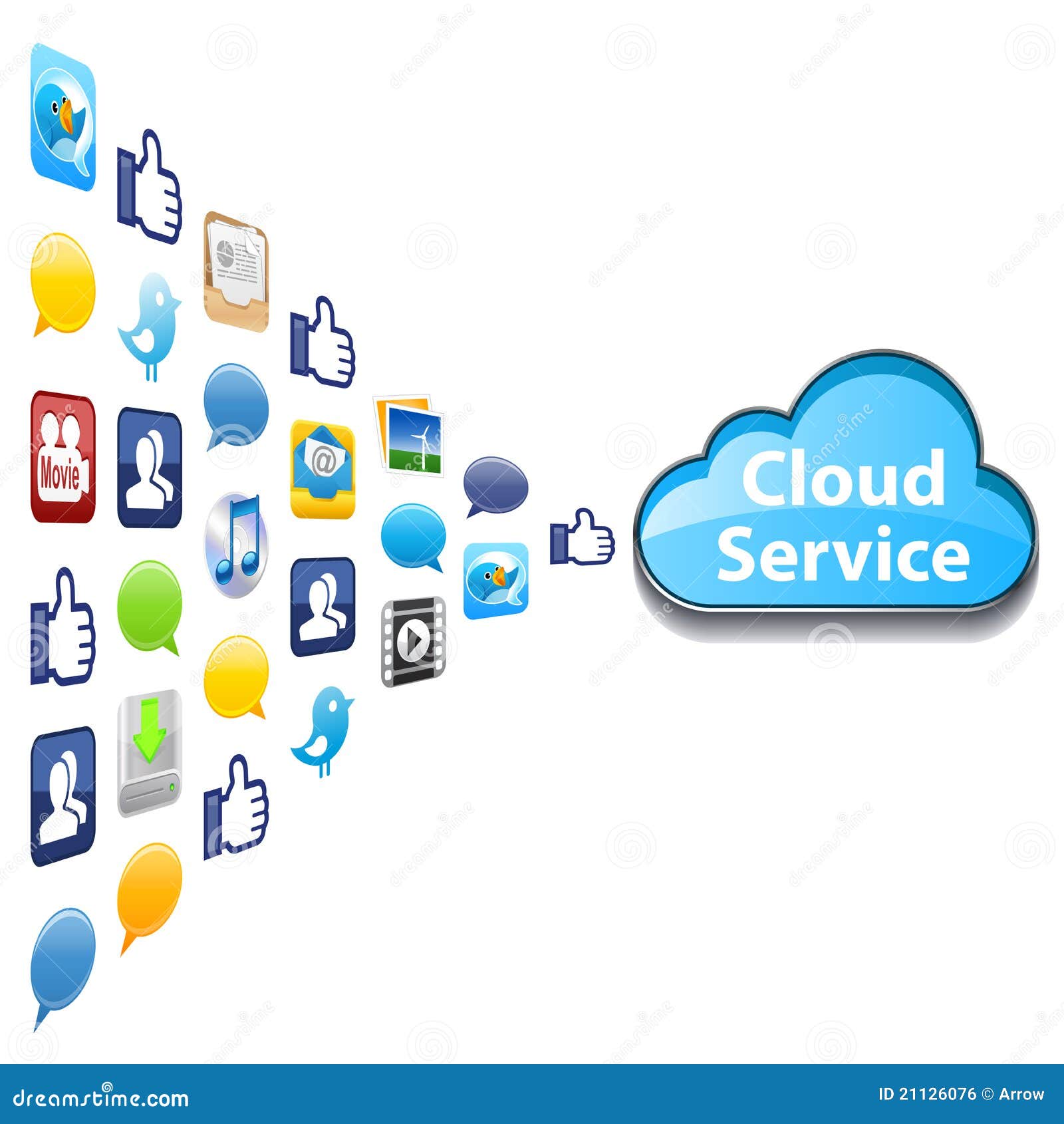 Cloud Service Icon Vector Set. Data Store Illustration Sign Collection ...