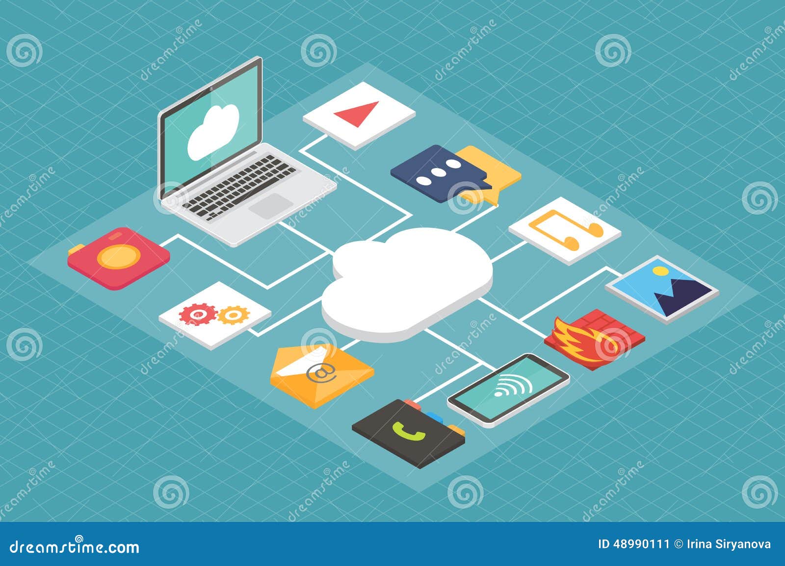 Cloud Service Isometric Flowchart Cartoon Vector | CartoonDealer.com #105188865