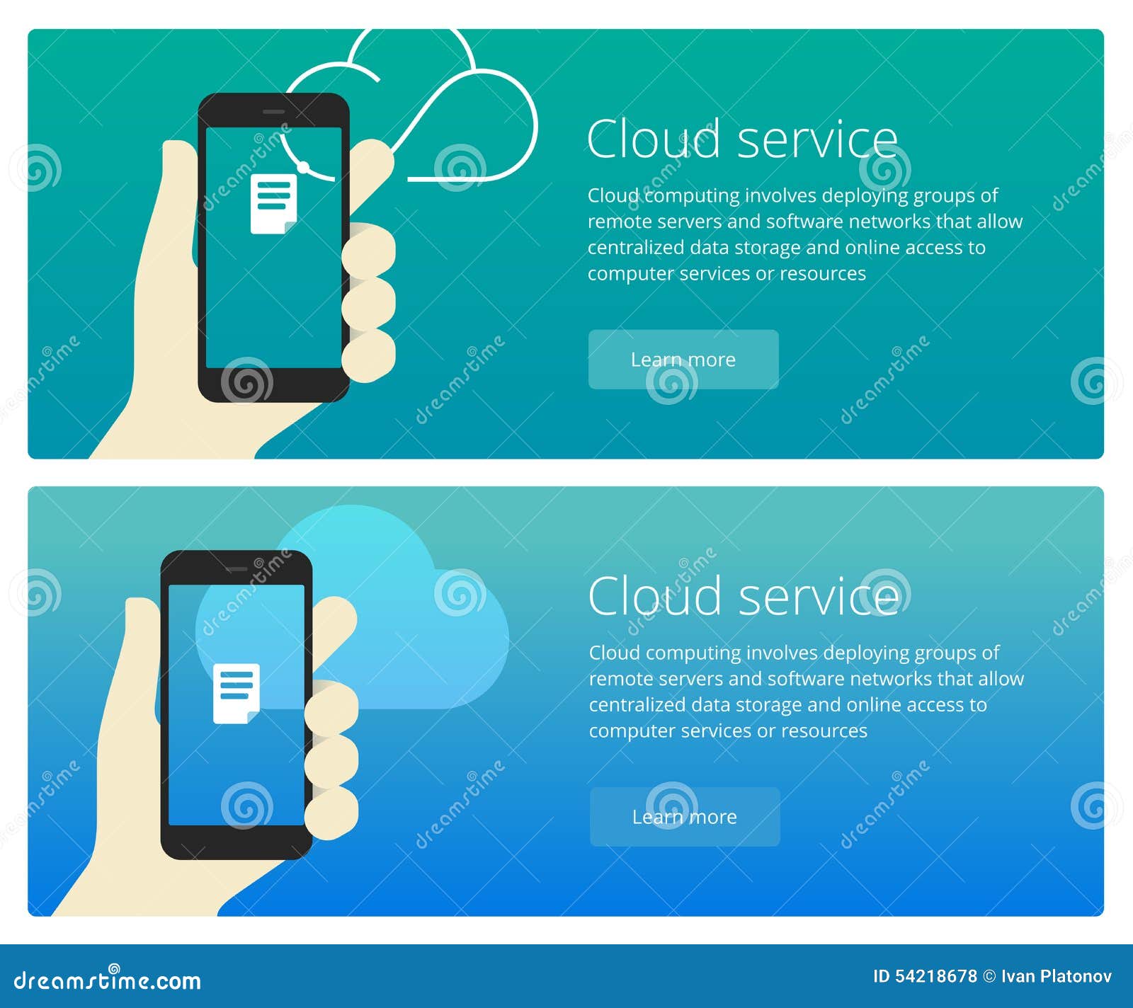 Cloud Service Concept Web Banner Stock Vector - Illustration of ...