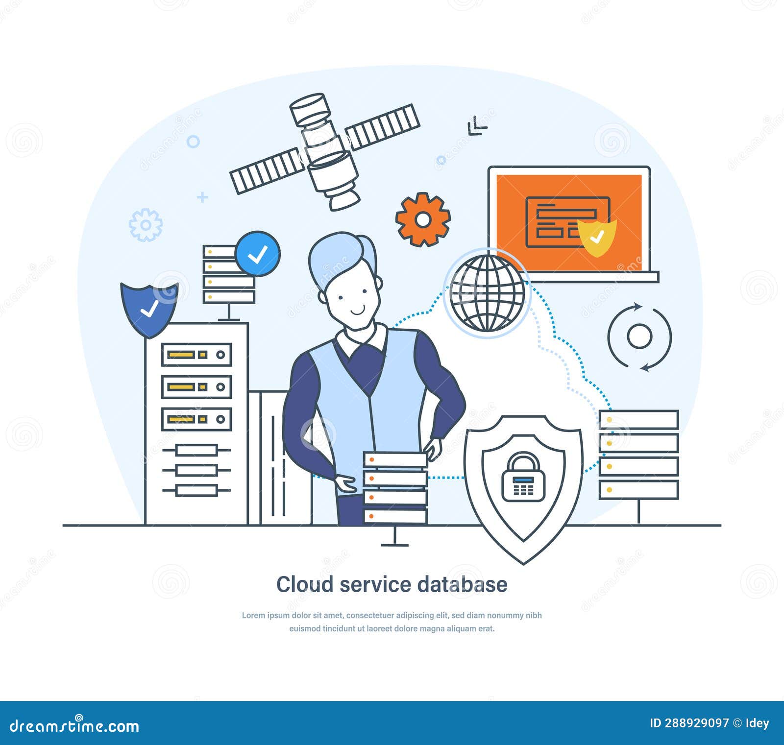Cloud Service Database Network Computing Technology Stock Vector ...