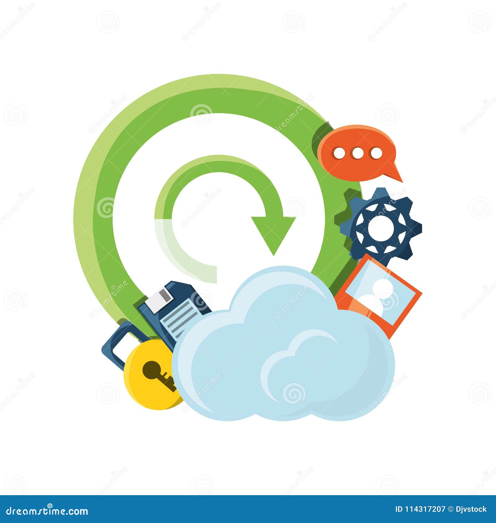 Cloud service design stock vector. Illustration of padlock - 114317207