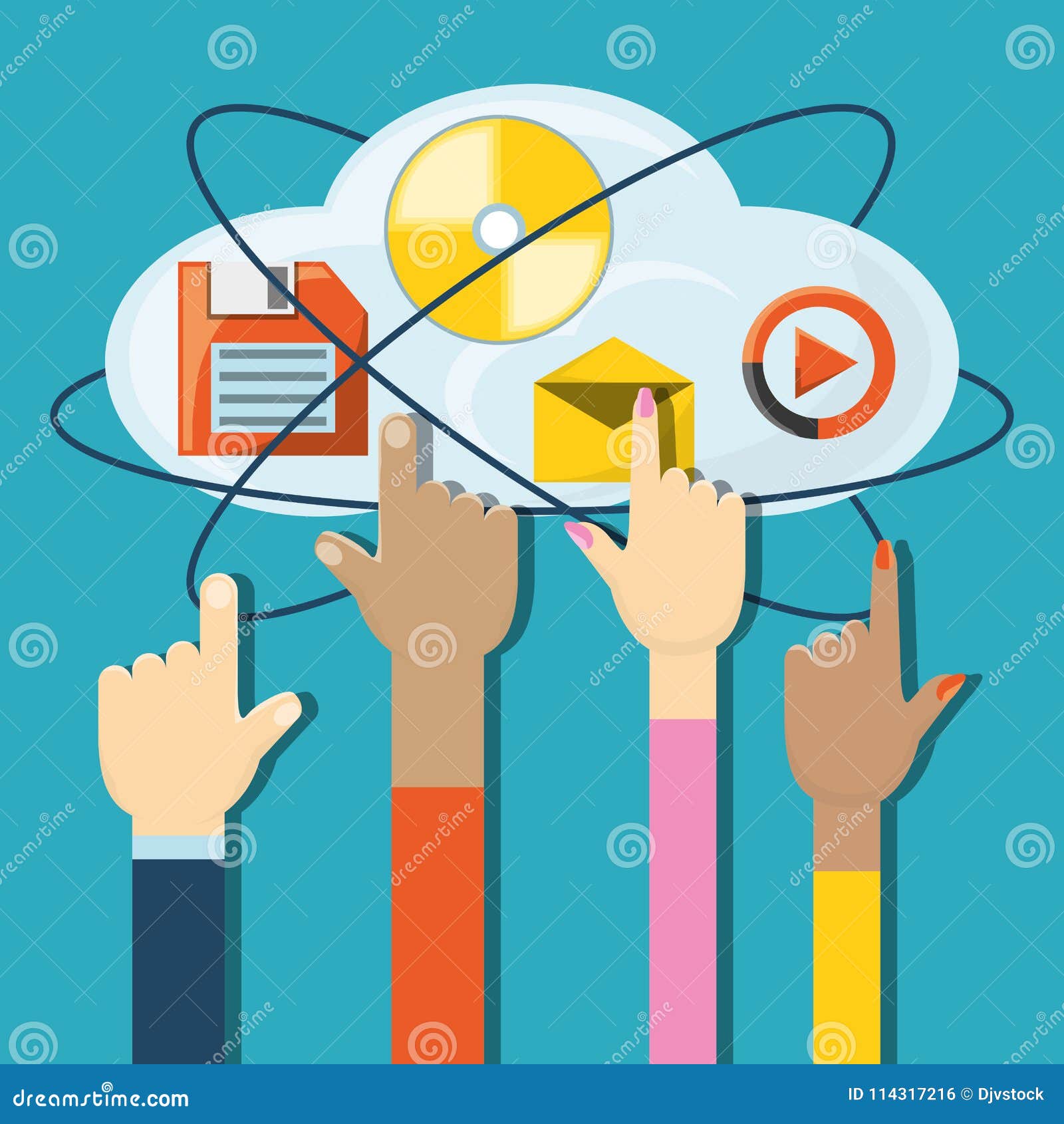 Cloud service design stock vector. Illustration of hands - 114317216
