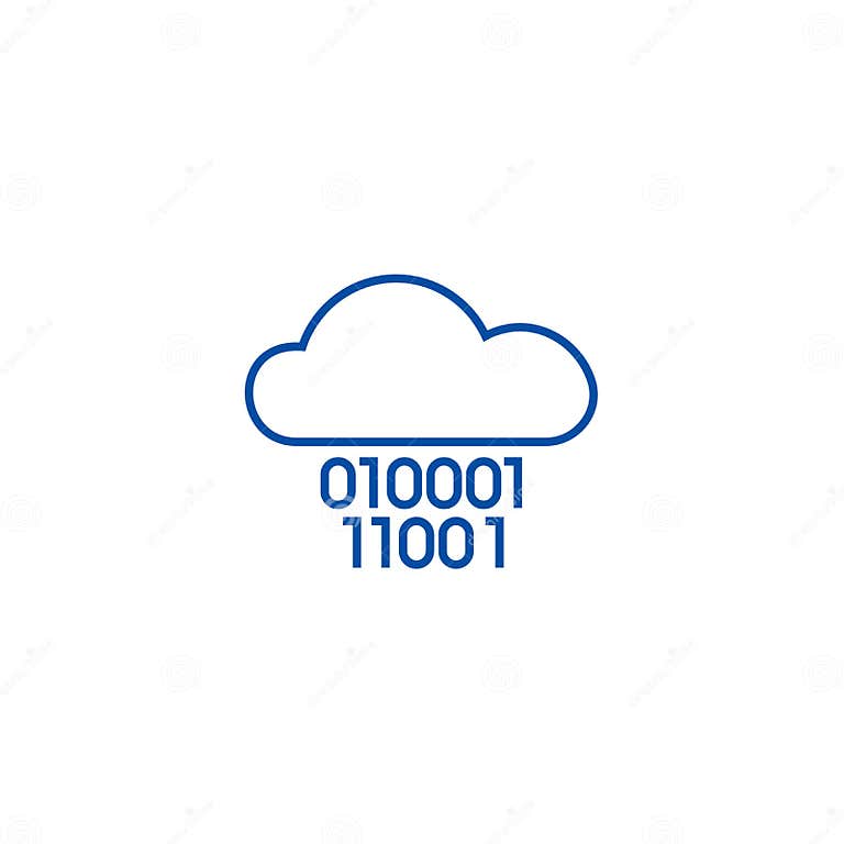 Cloud Service,digits Zero One,binary Code Line Icon Concept. Cloud Service,digits Zero One ...