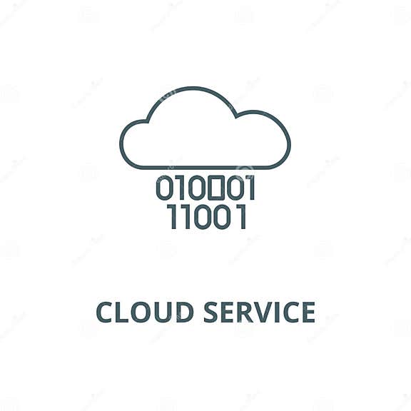 Cloud Service,digits Zero One,binary Code Line Icon, Vector. Cloud Service,digits Zero One ...