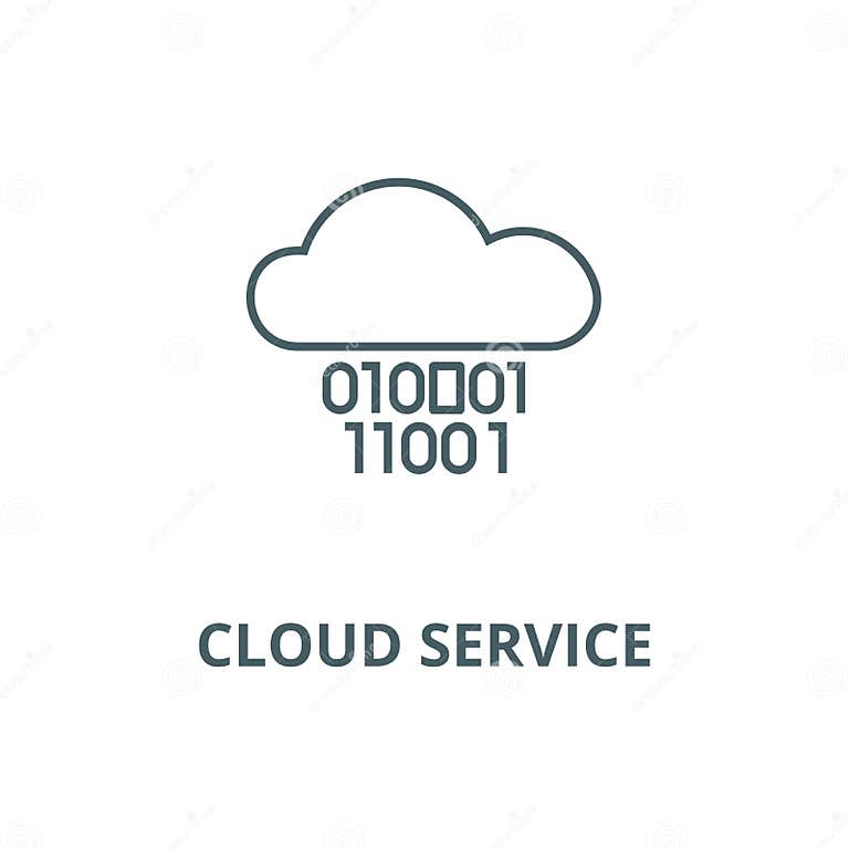 Cloud Service,digits Zero One,binary Code Line Icon, Vector. Cloud Service,digits Zero One ...