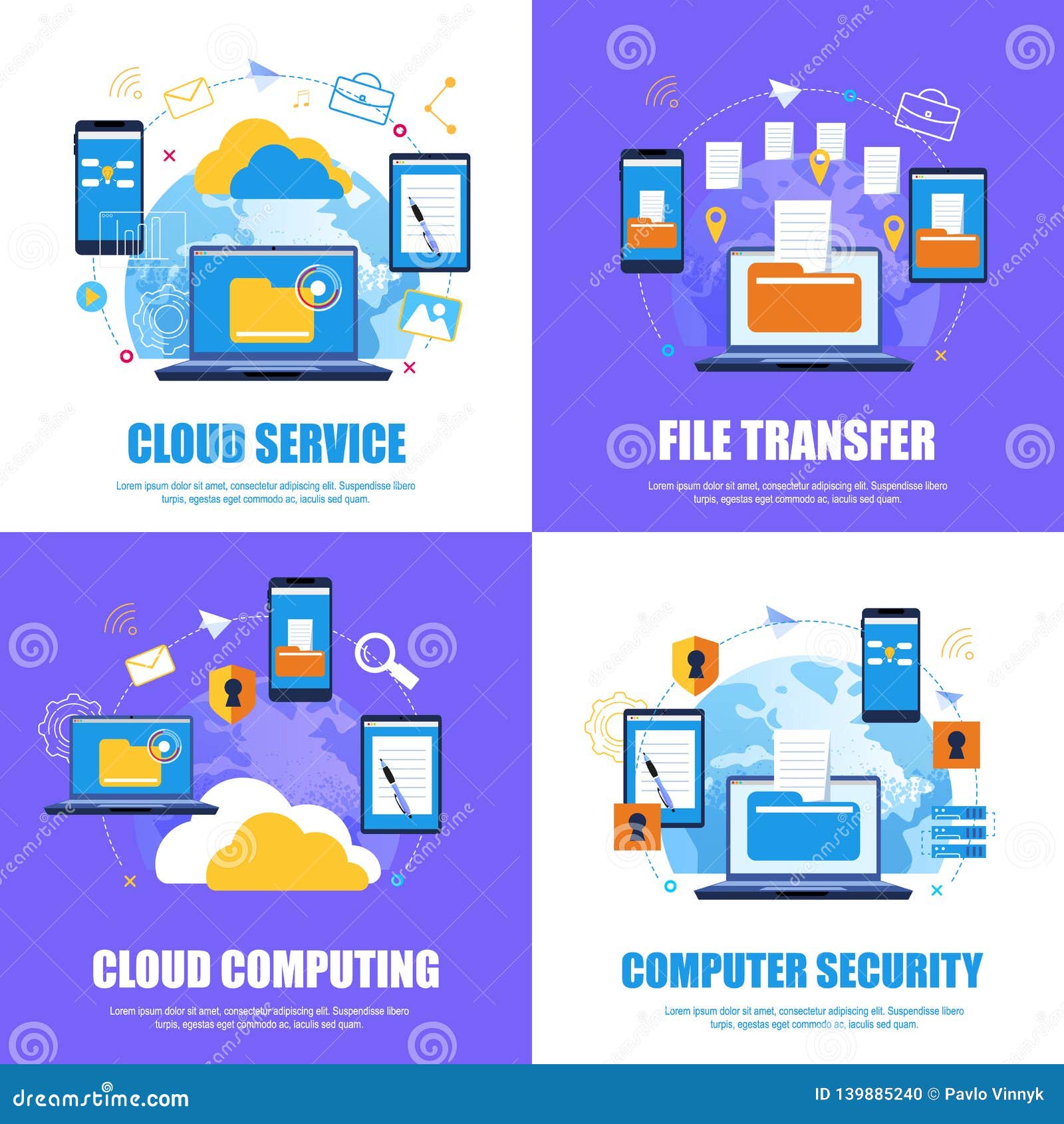 Cloud Service. File Transfer.Cloud Computing Stock Vector ...