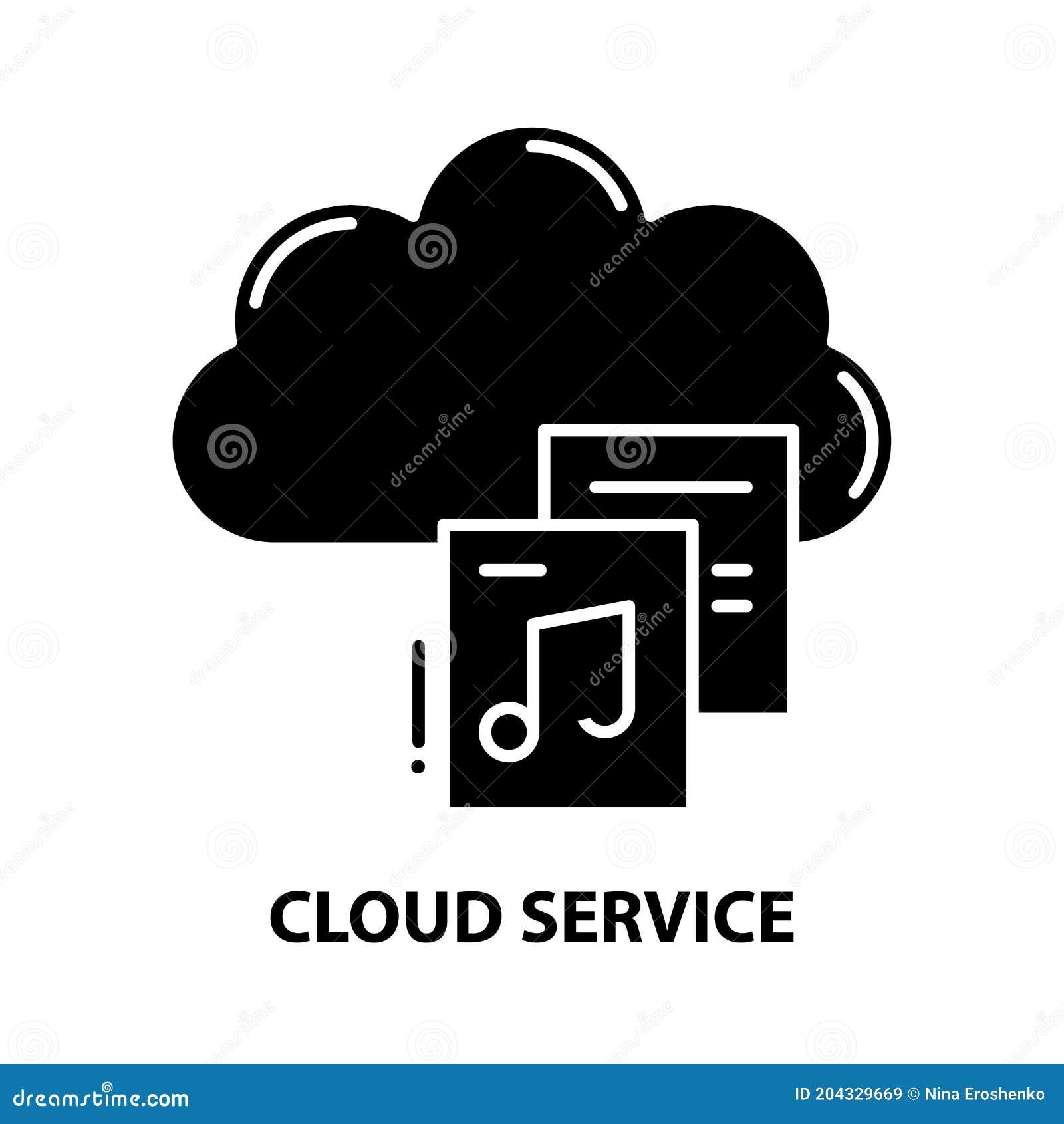Cloud Service Icon, Black Vector Sign with Editable Strokes, Concept ...