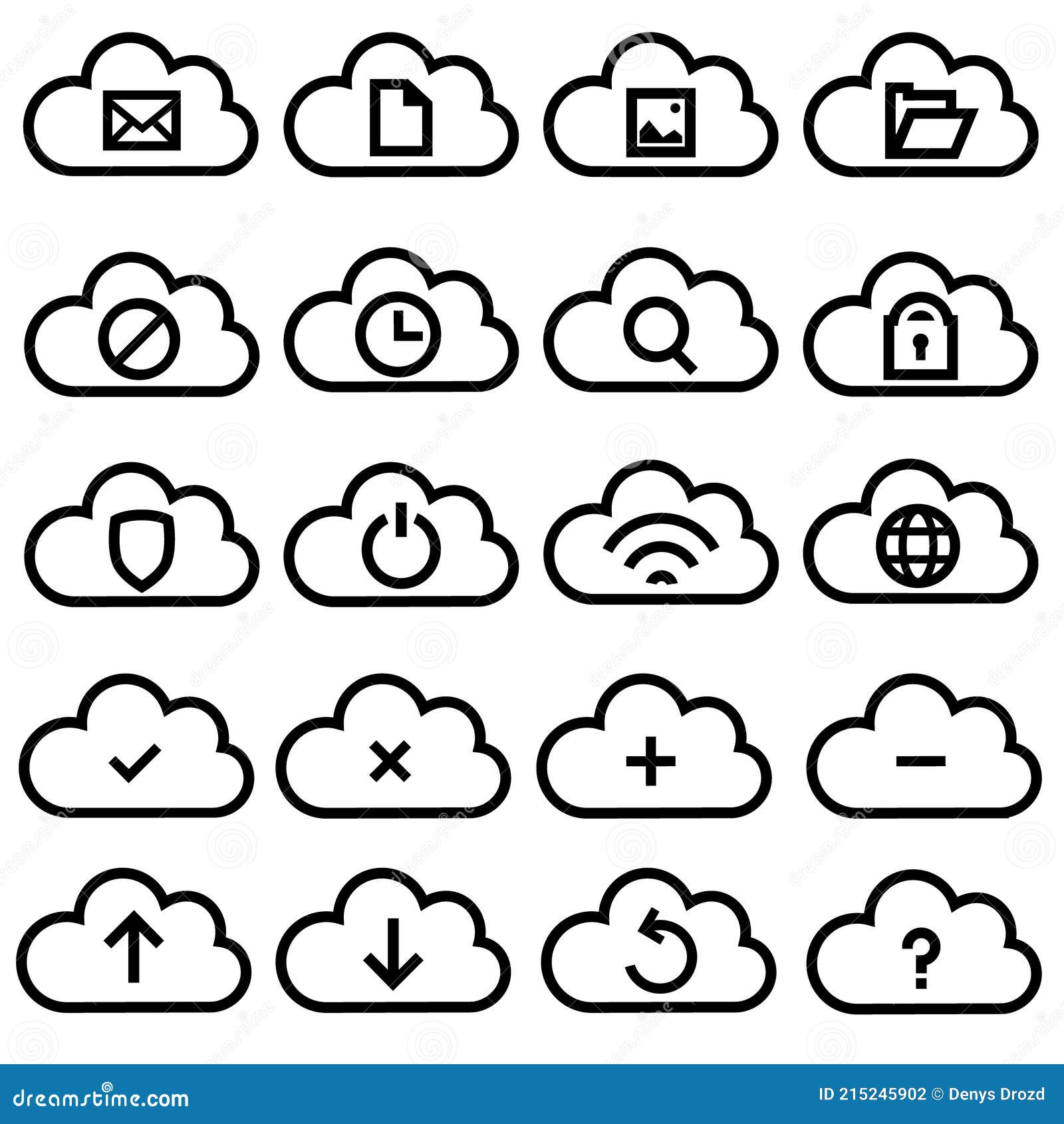 Cloud Service Icon Vector Set. Data Store Illustration Sign Collection ...