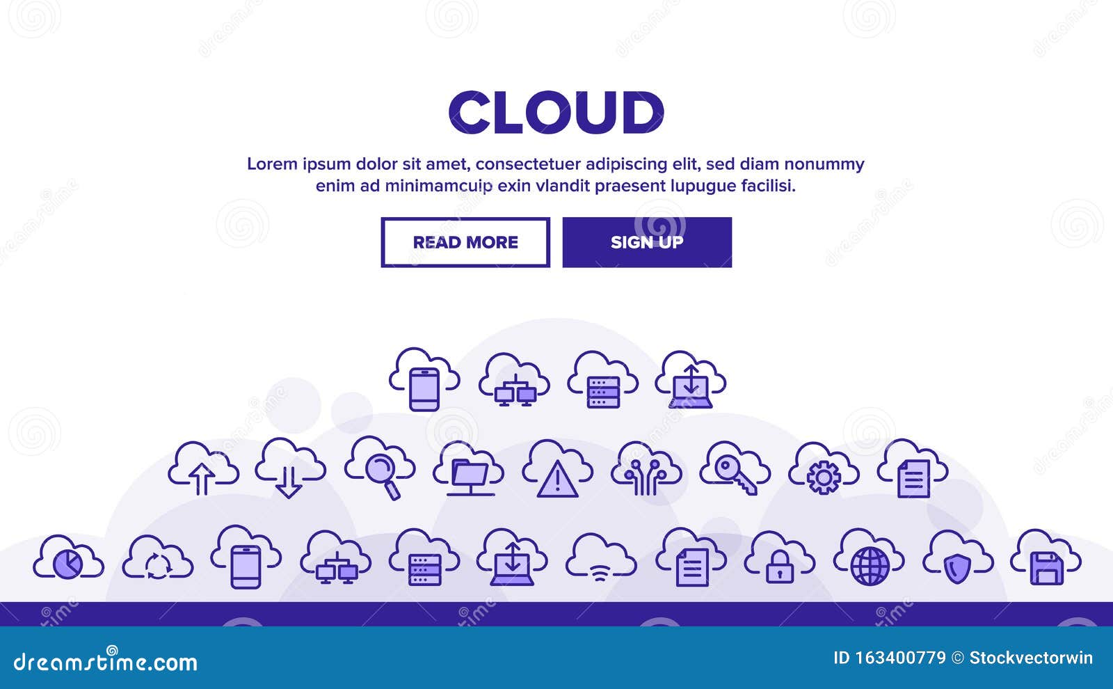 Collection Cloud Service Sign Icons Set Vector Stock Vector ...