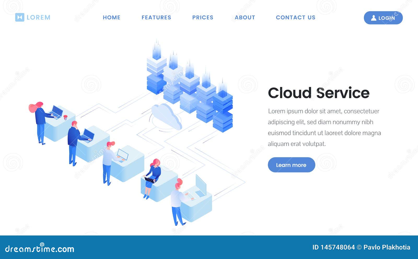 Cloud Service Landing Page Vector Template Stock Vector - Illustration of page, computing: 145748064
