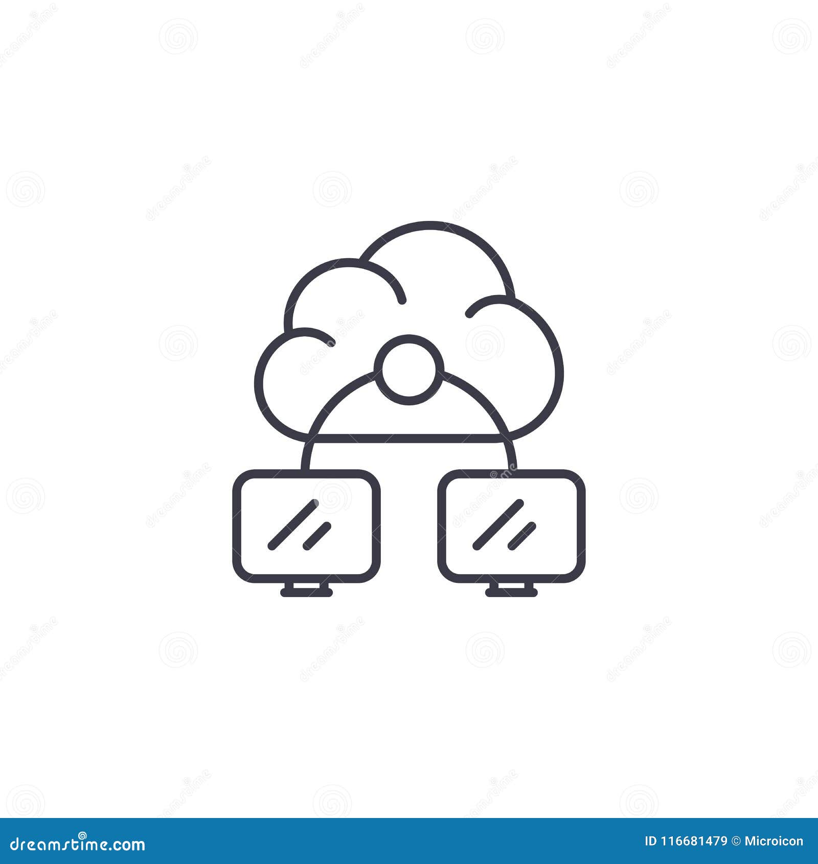 Cloud Service Linear Icon Concept. Cloud Service Line Vector Sign ...