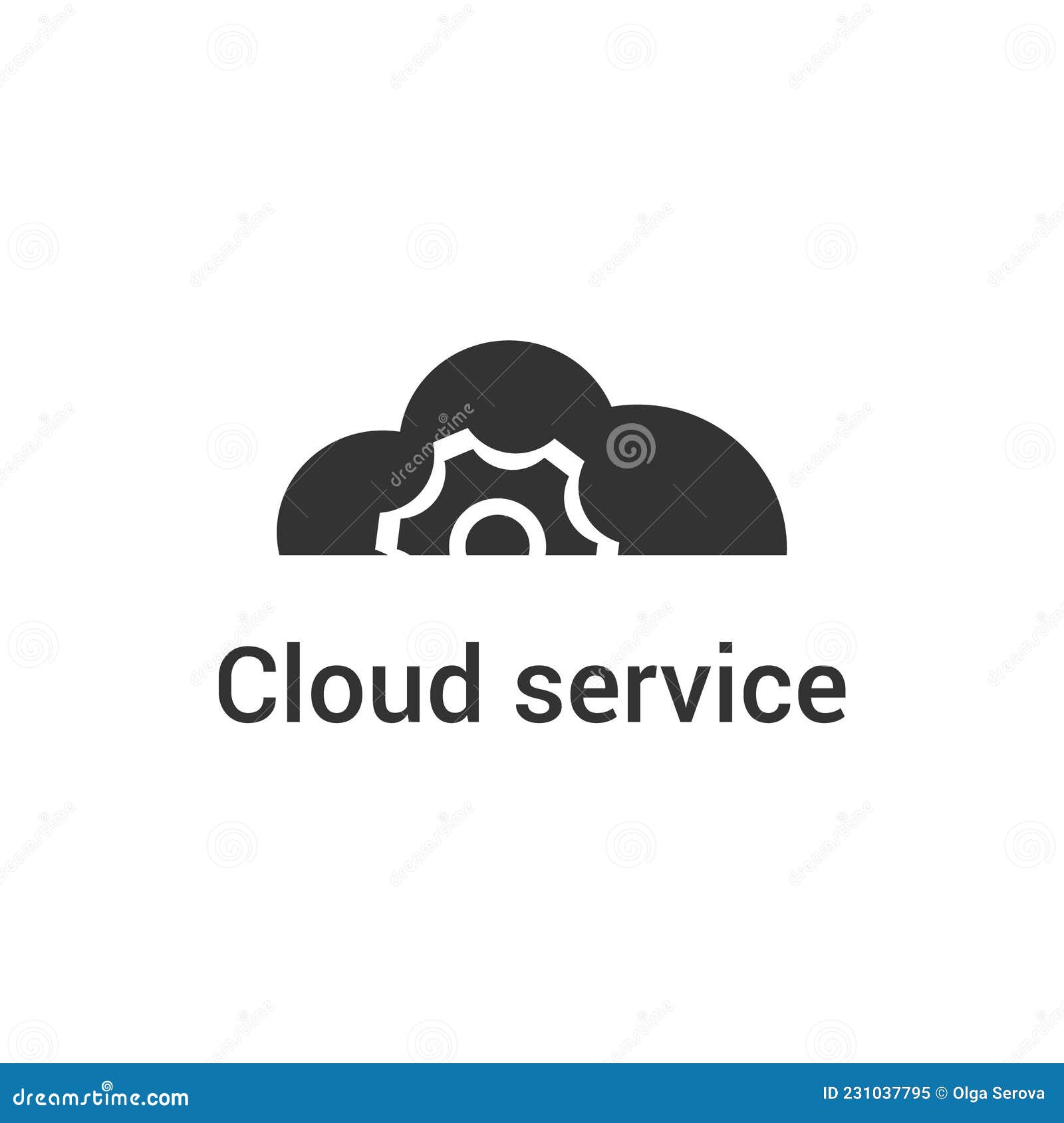 Cloud Service Logo. Technology Information Symbol. Black and White Flat ...