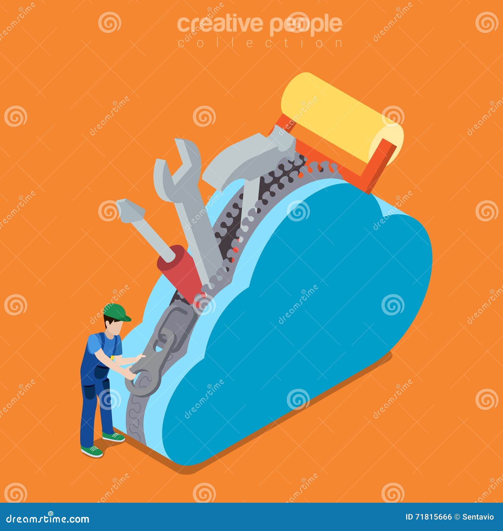 Cloud Service Maintenance Multi Tool Utility Vector Isometric Stock ...