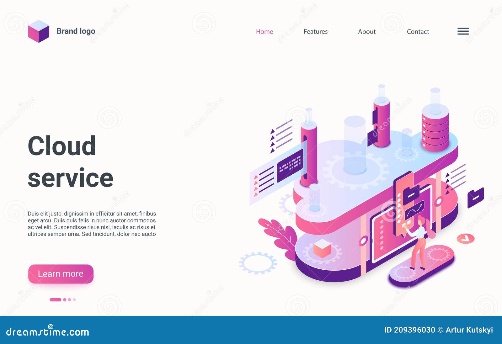 Cloud Service Storage Concept Isometric Landing Page, 3d Computing Data ...