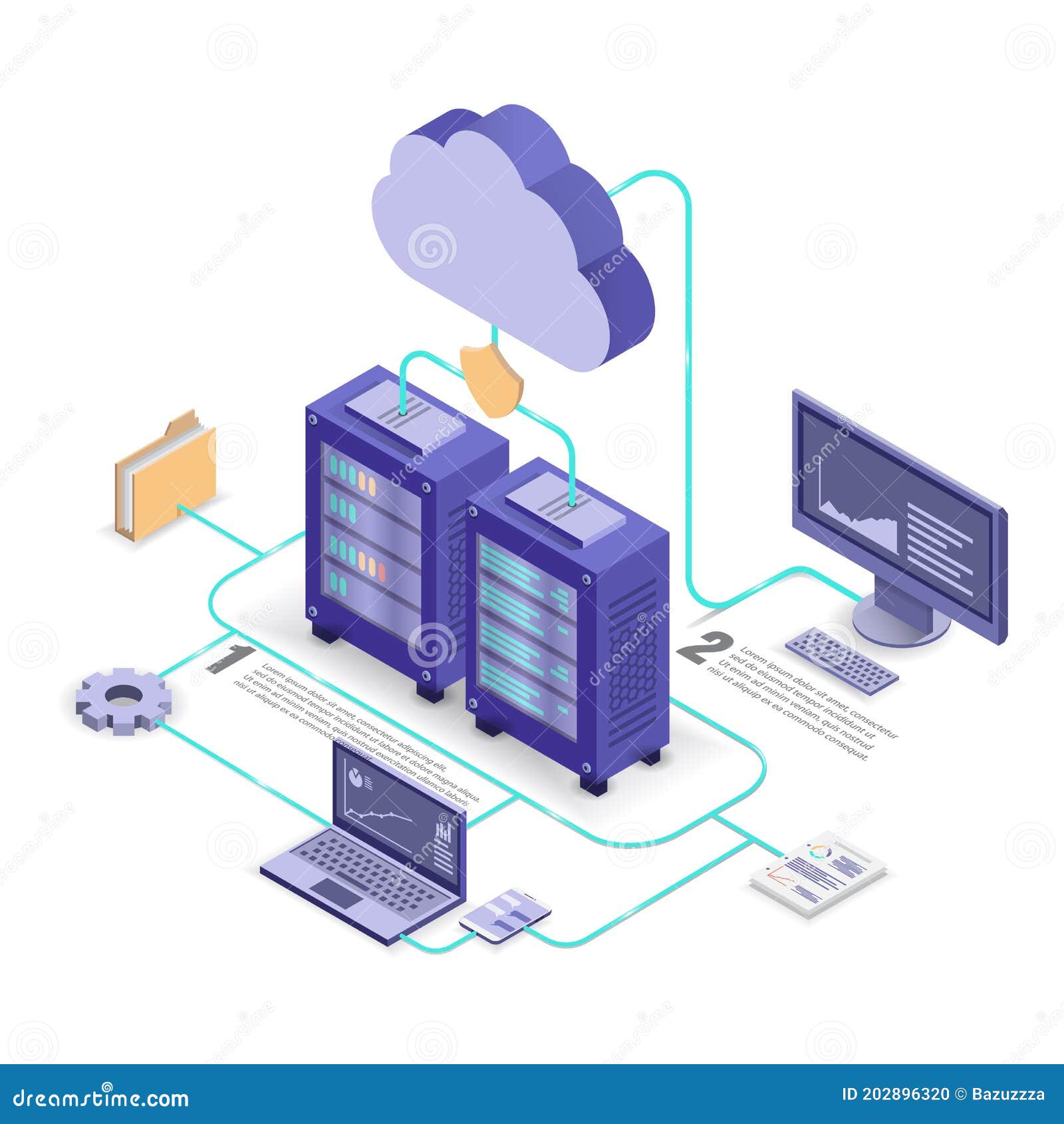 Cloud Flowchart Charts Network Solutions Vector Illustration ...