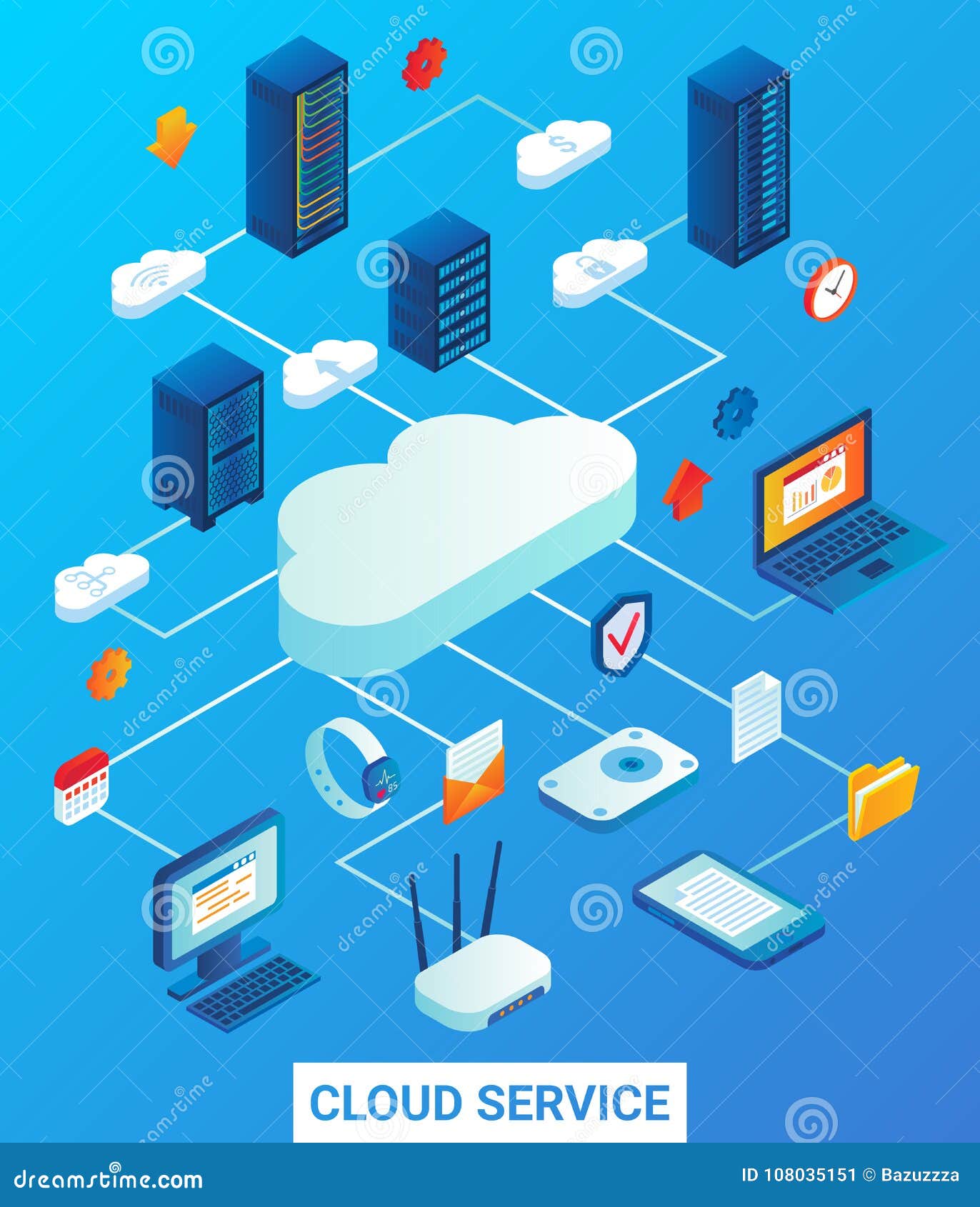 Cloud Service Vector Flat Isometric Illustration Stock Vector ...