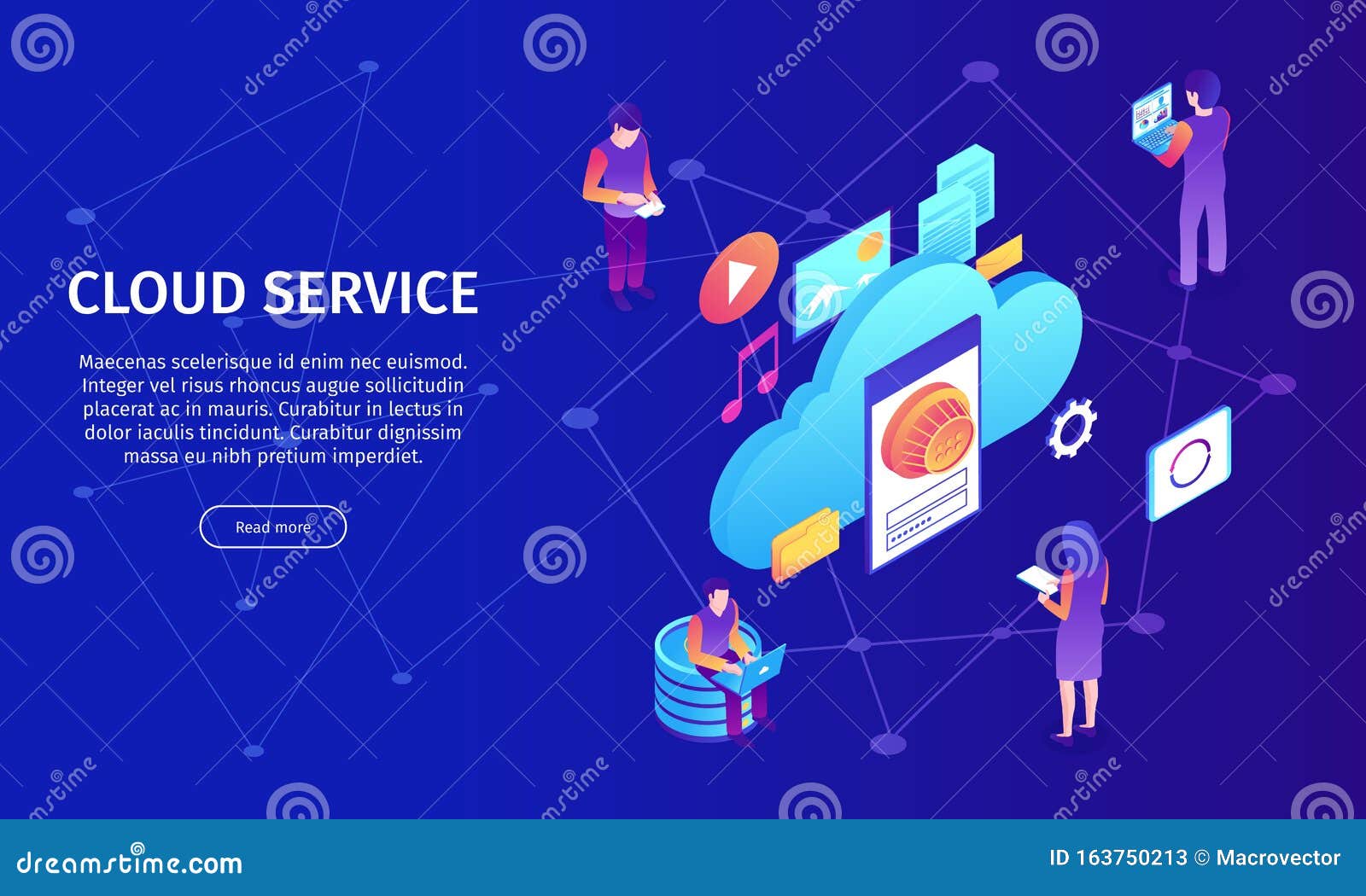 Cloud Services Horizontal Banner Stock Vector - Illustration of layout ...