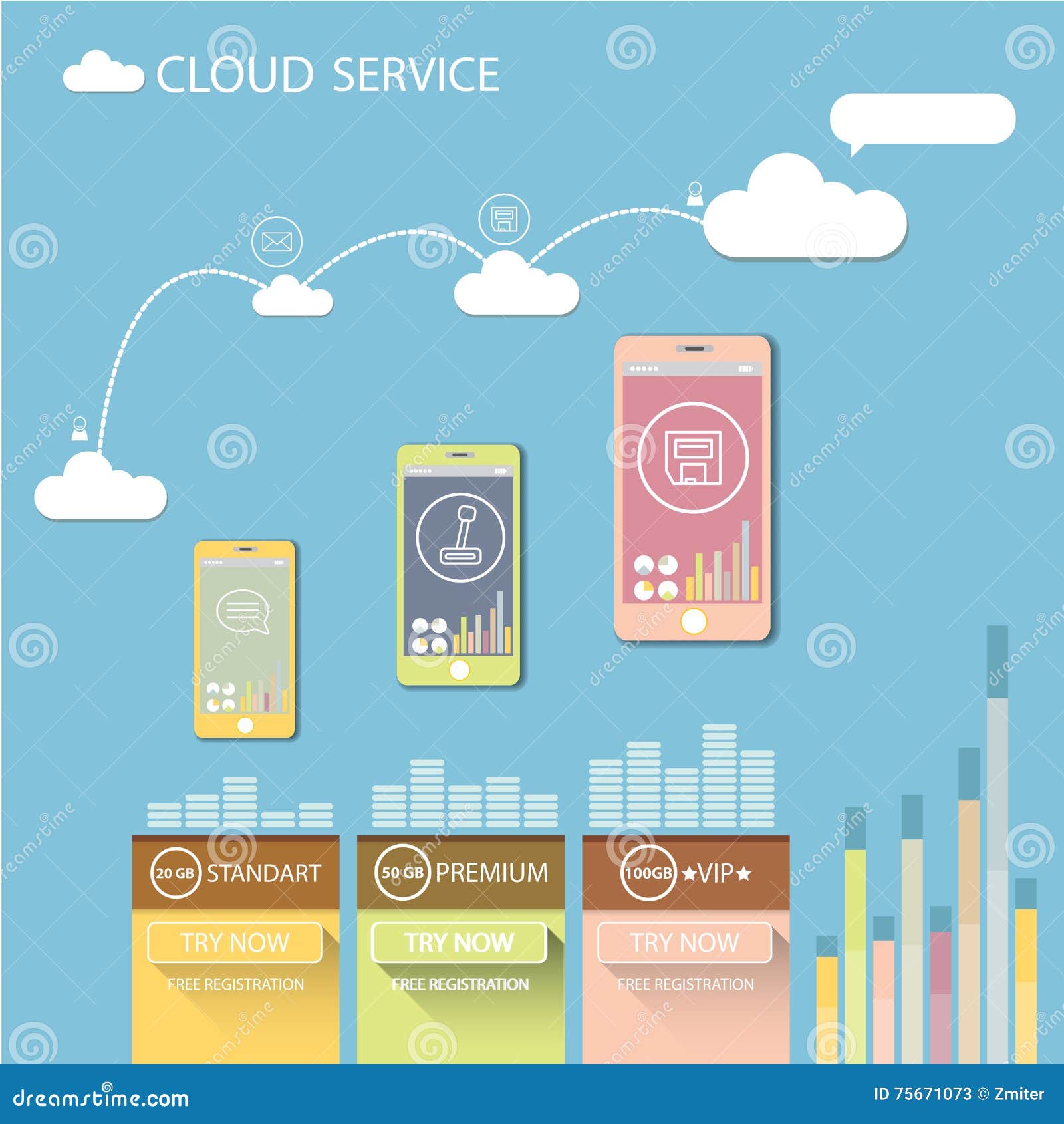 Cloud Services Mobile Flat Web Infographic Stock Vector - Illustration ...