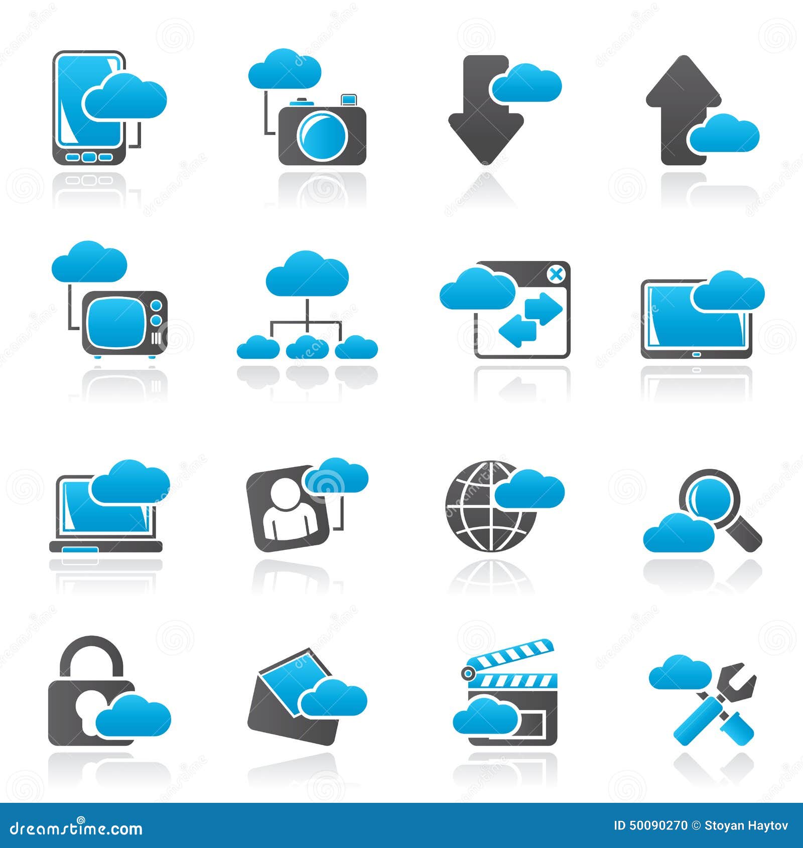 Cloud Services and Objects Icons Stock Vector - Illustration of padlock ...