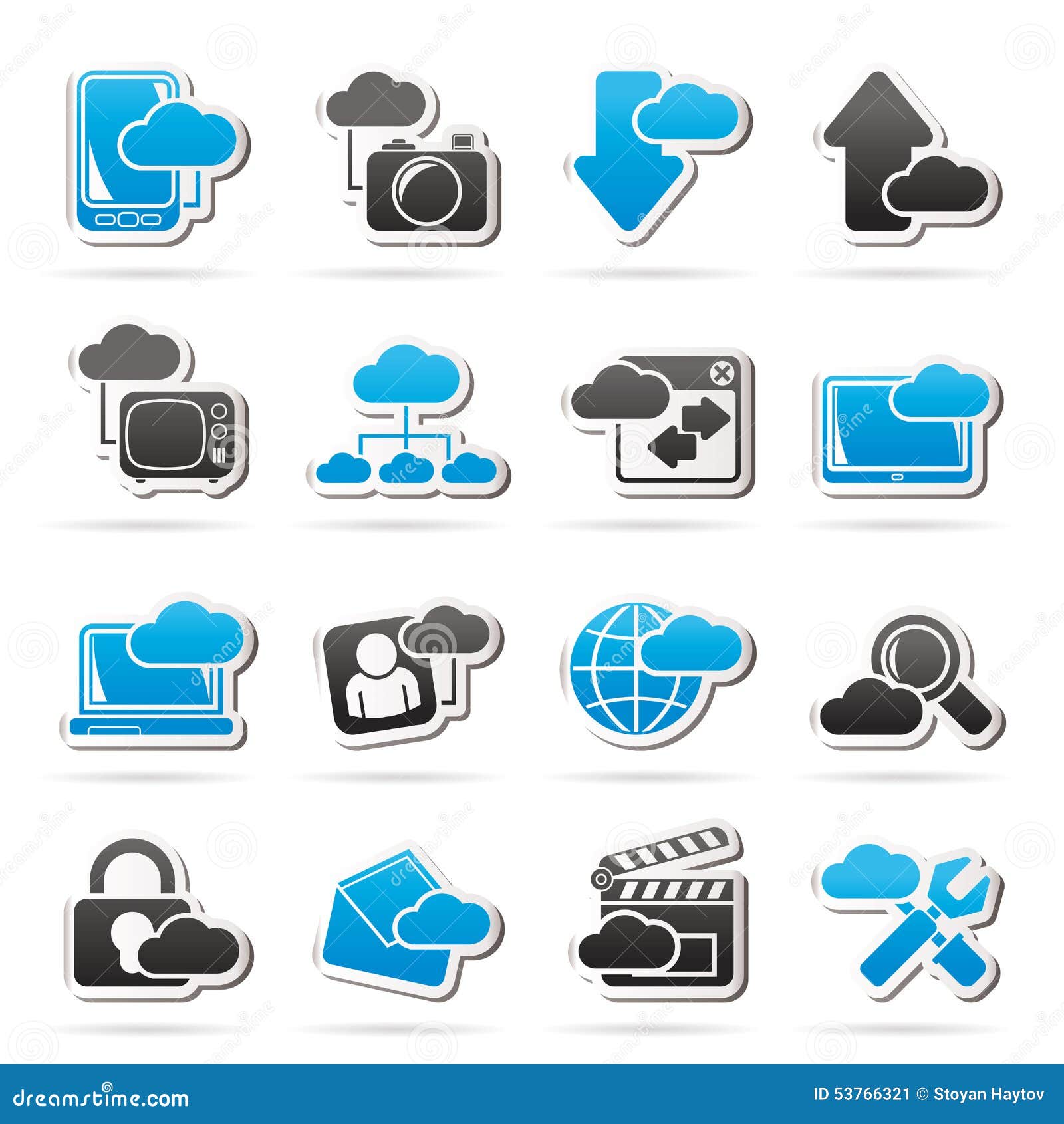 Cloud Services and Objects Icons Stock Vector - Illustration of mobile ...