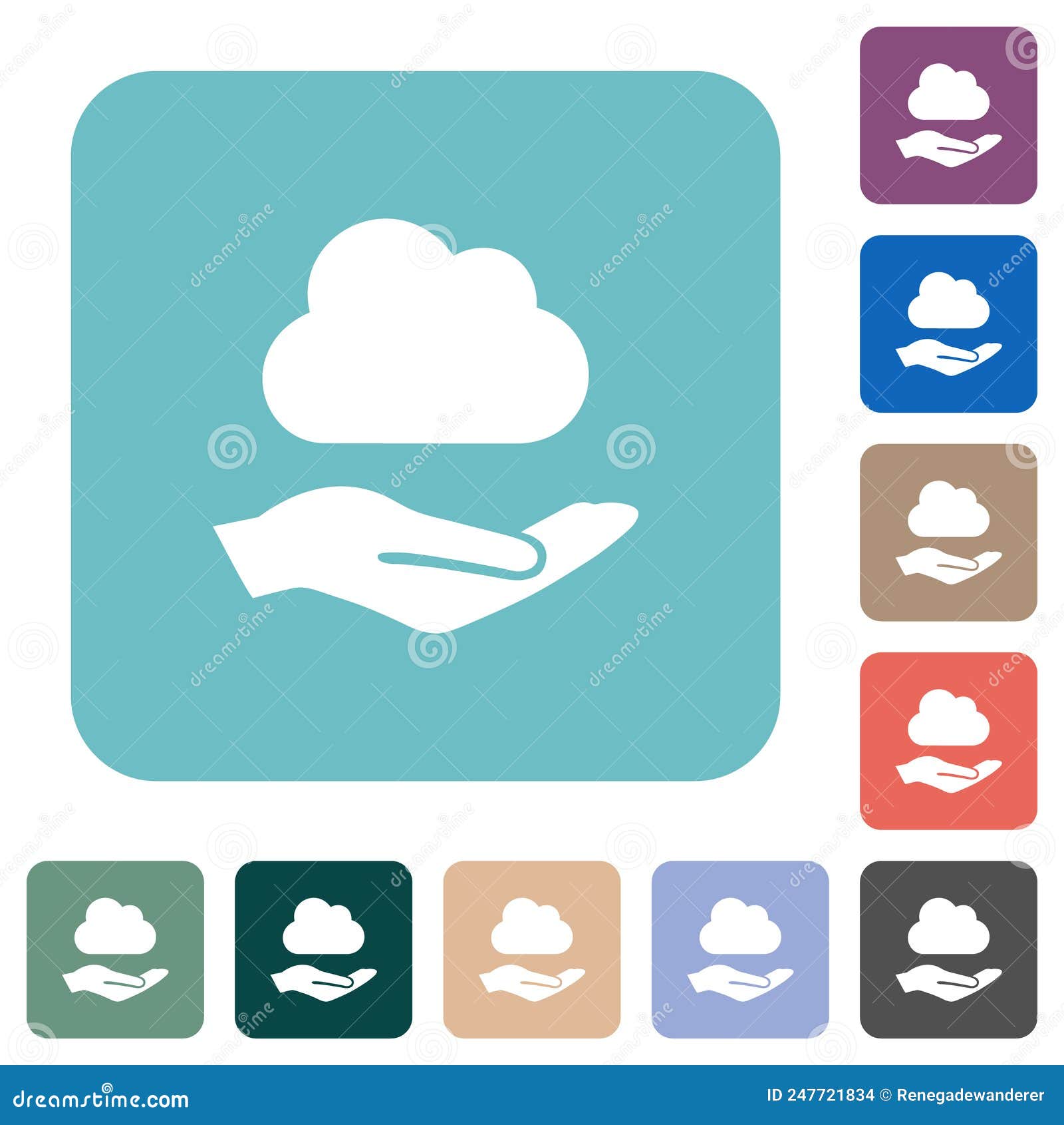 Cloud Services Rounded Square Flat Icons Stock Vector - Illustration of ...